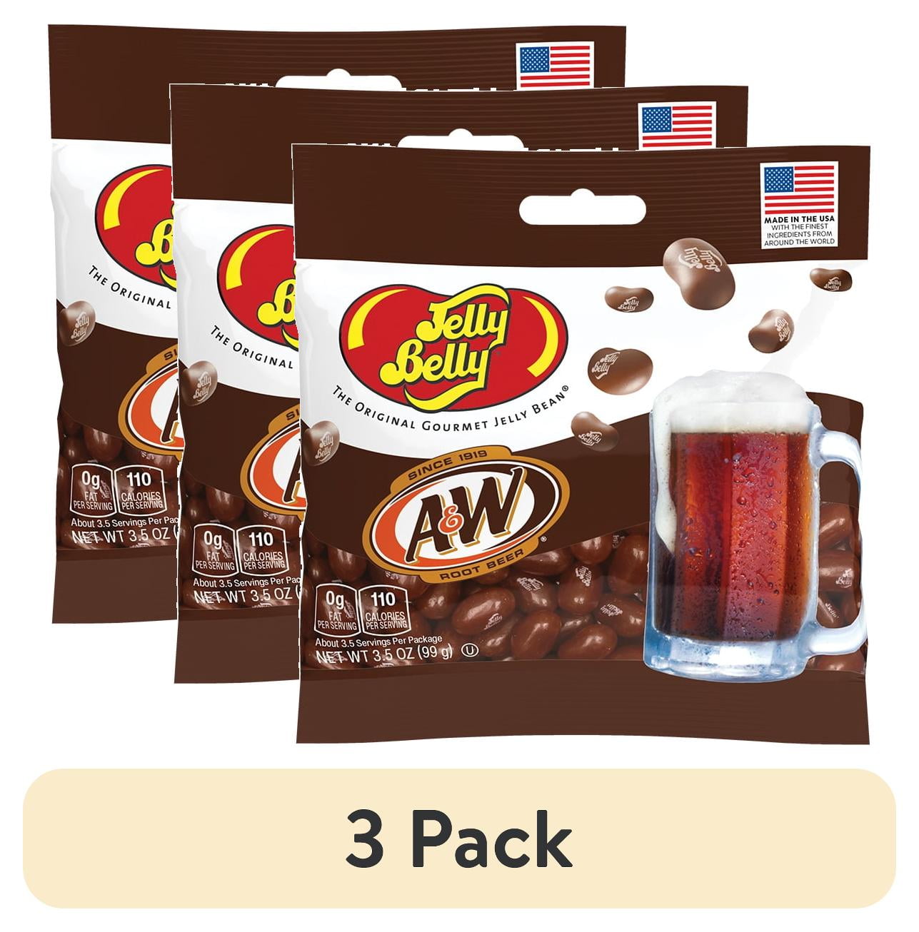 (3 pack) Jelly Belly A&W Root Beer Jelly Beans - 3.5 oz Grab & Go® Bags ...