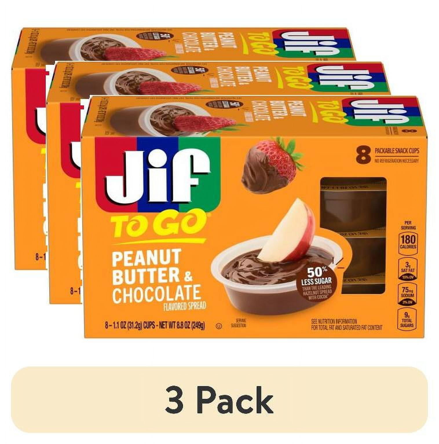 (3 pack) Jif To Go Peanut Butter & Chocolate Flavored Spread, 8 Single ...
