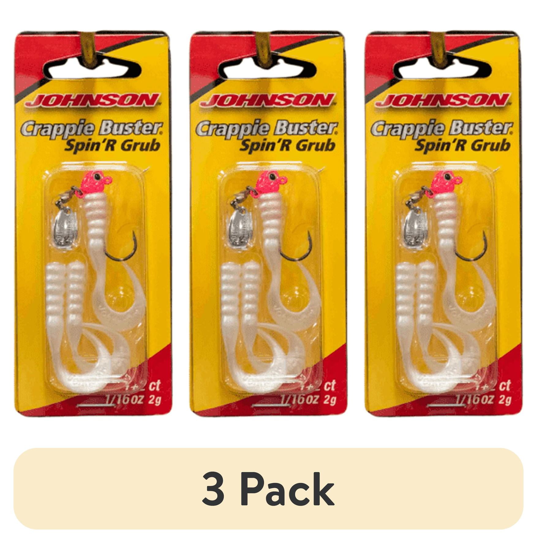 (3 pack) Johnson Crappie Buster Spin'R Grub Fishing Lure, Pink/Pearl, 2 ...