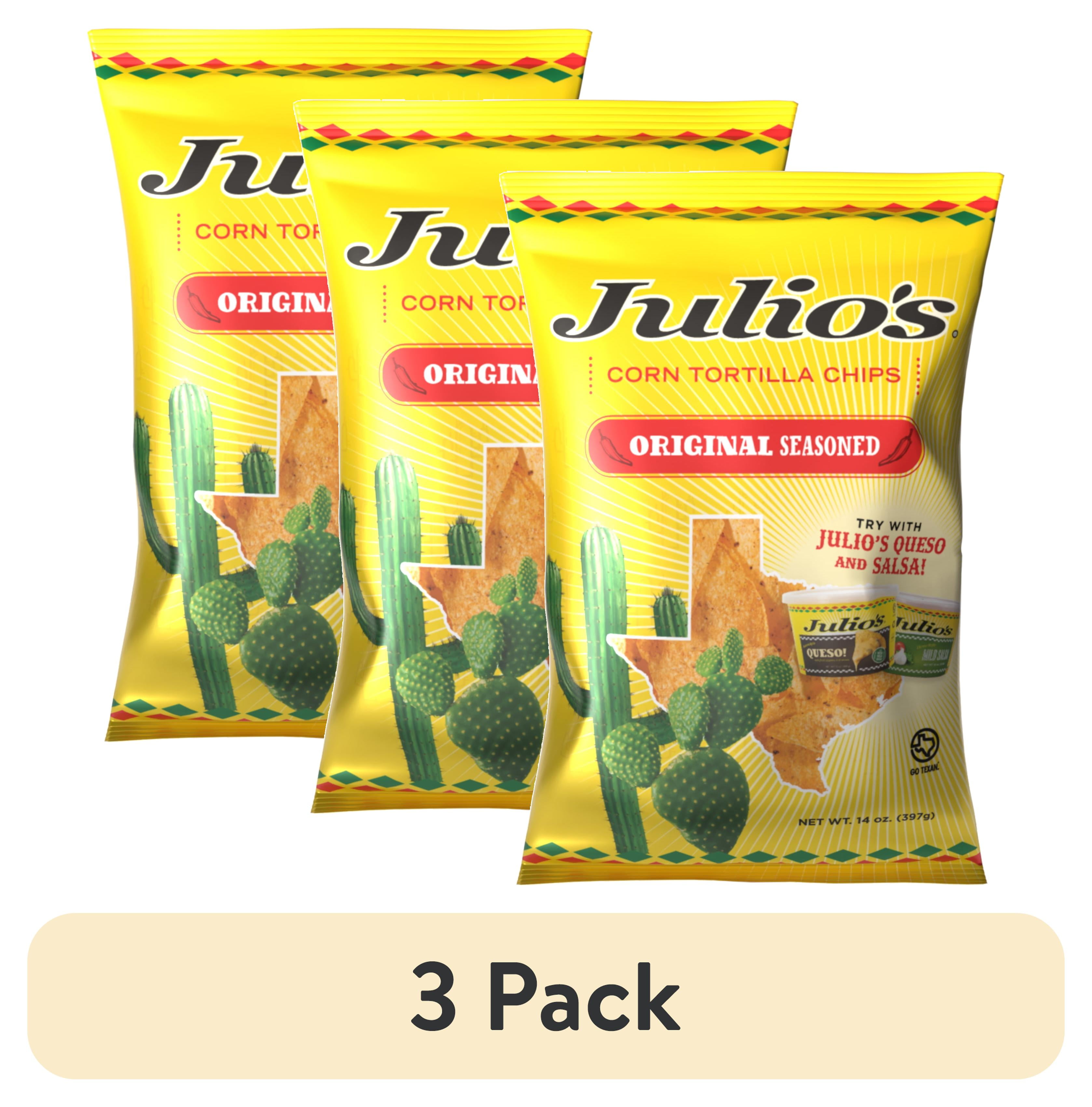 (3 pack) Julio's Seasoned Corn Tortilla Chips, 14 oz Value Size Bag ...