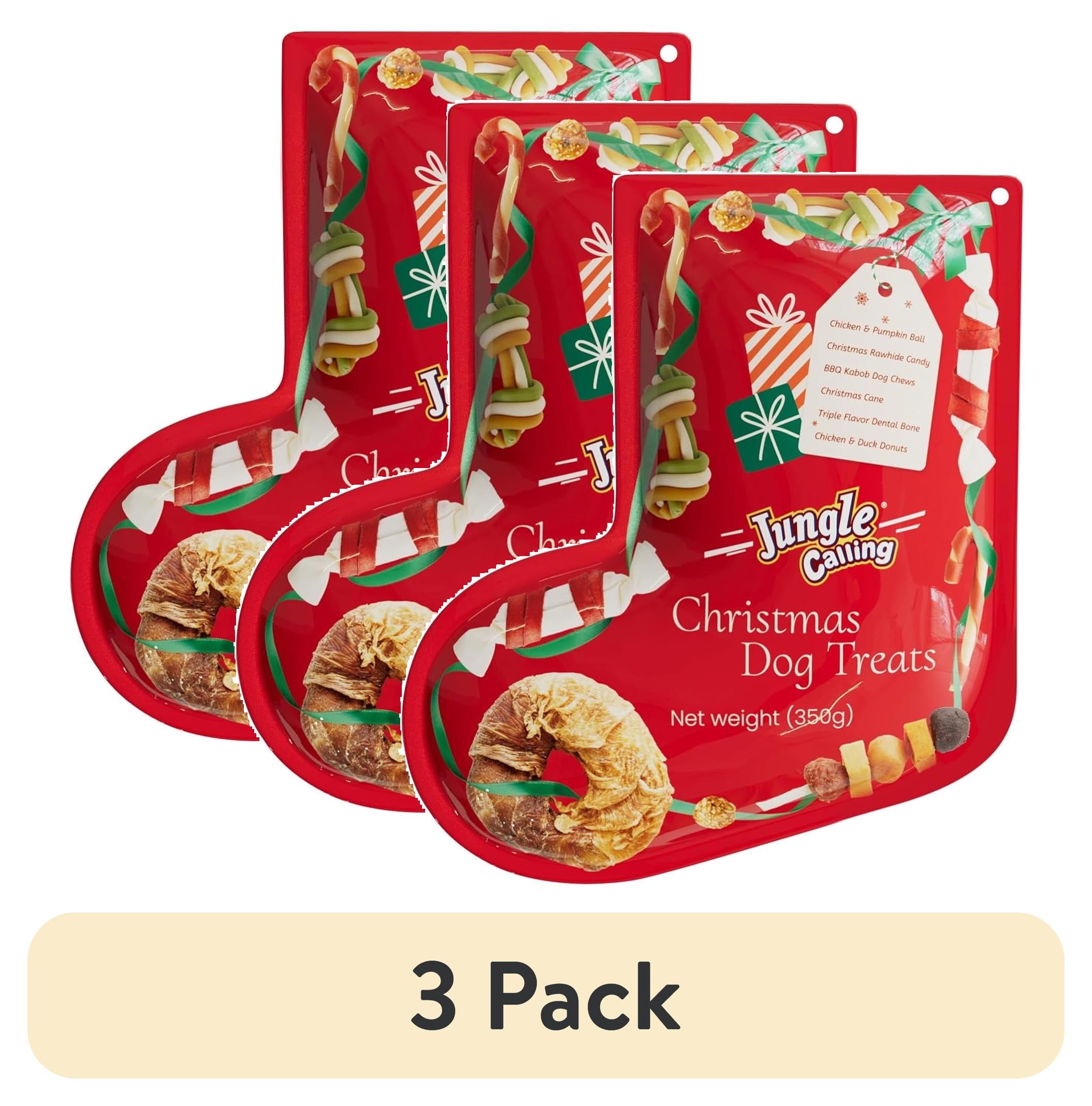 (3 pack) Jungle Calling Christmas Dog Treats, Holiday Chews Variety ...