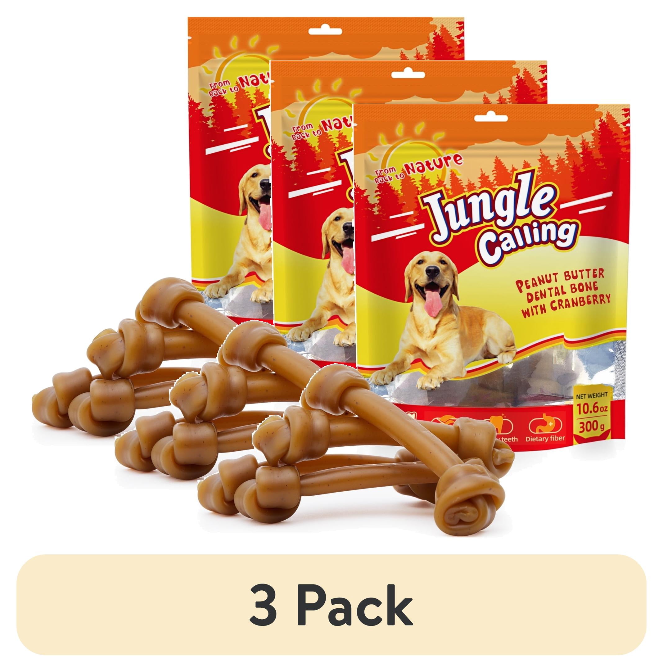 (3 pack) Jungle Calling Rawhide Free 6.5'' Peanut Butter Bones Dog ...