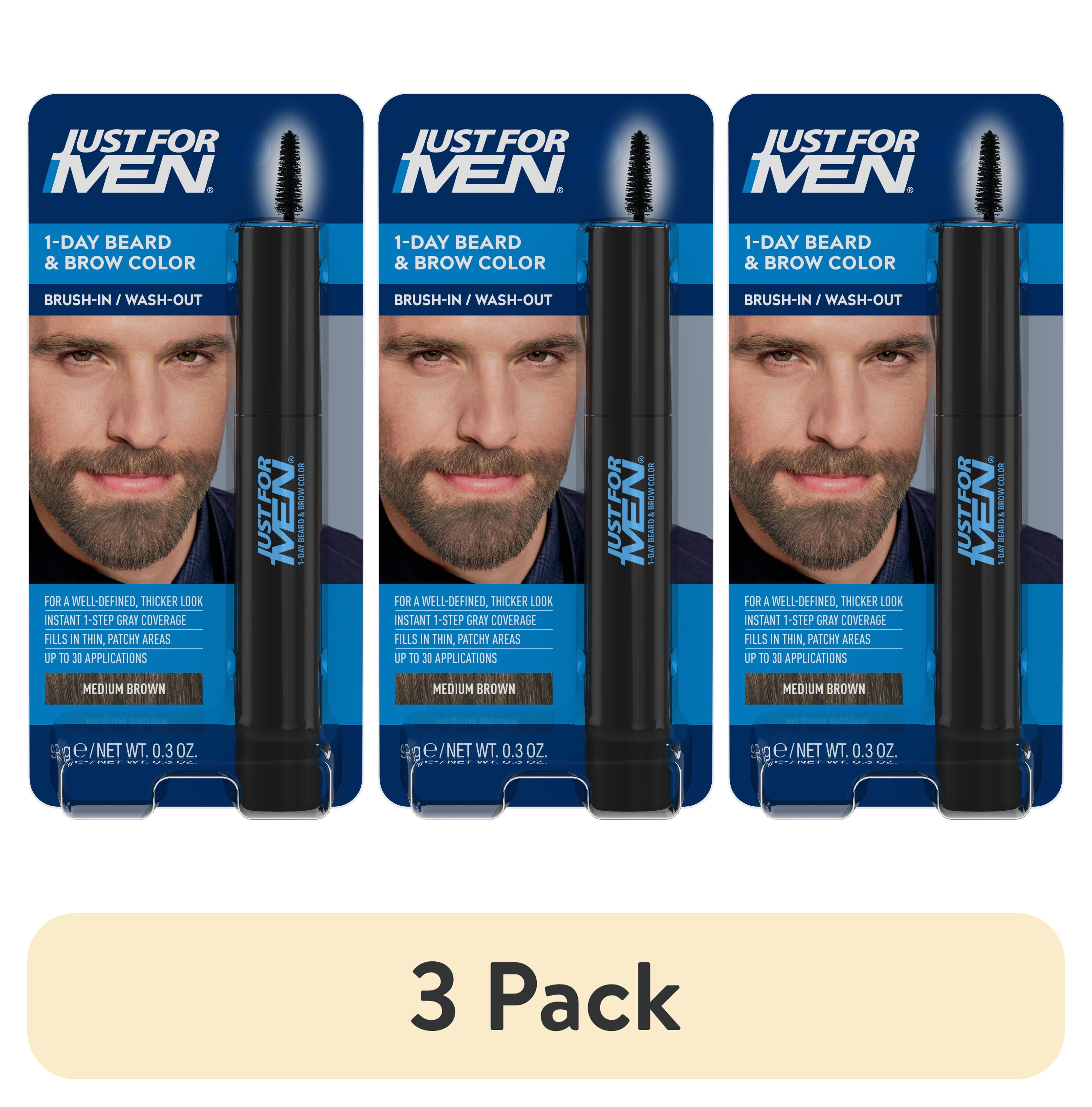(3 pack) Just For Men 1-Day Beard & Brow Color, Temporary Dye for Beard ...