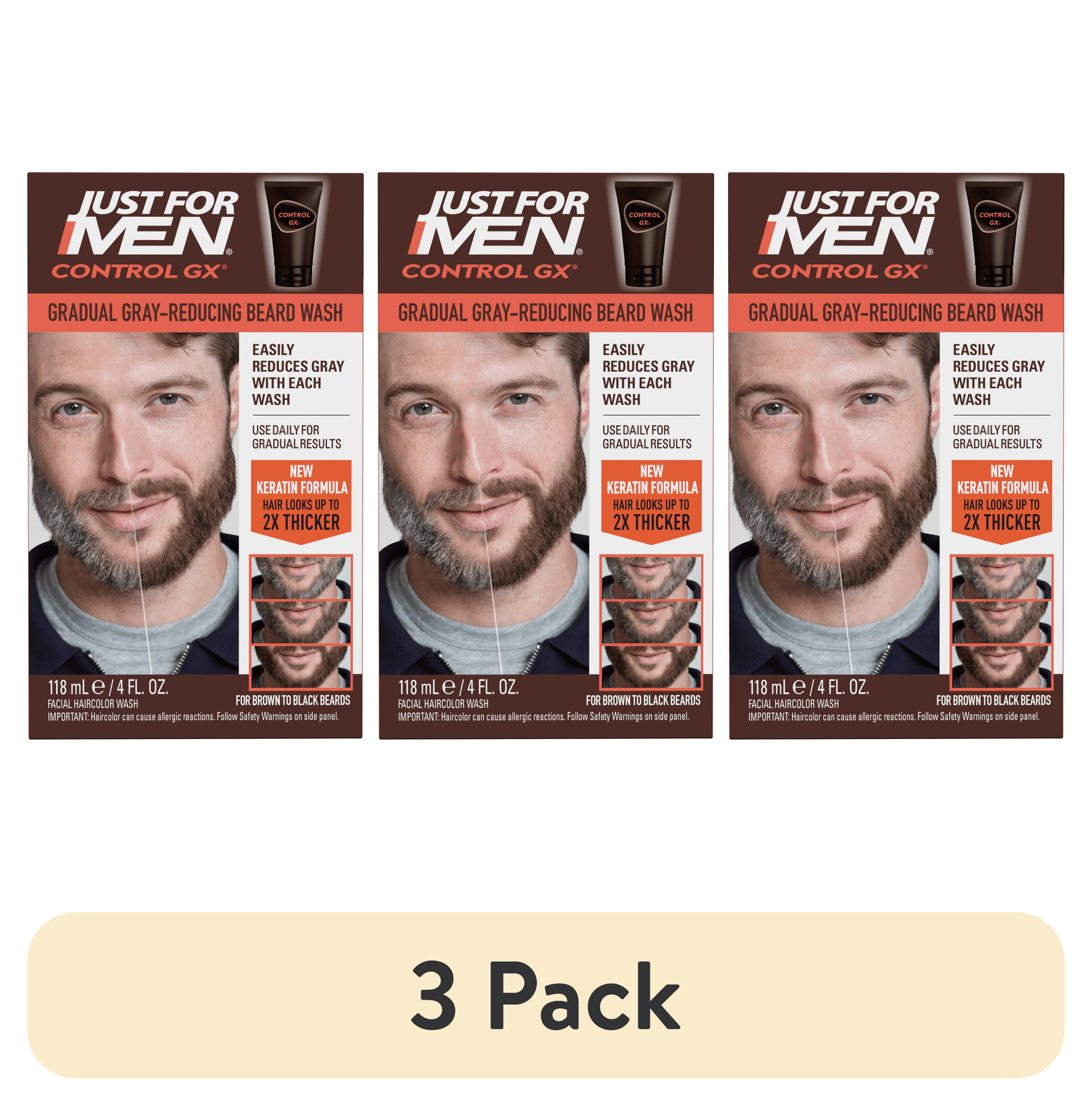 (3 pack) Just for Men Control GX Grey Reducing Beard Wash with Keratin ...