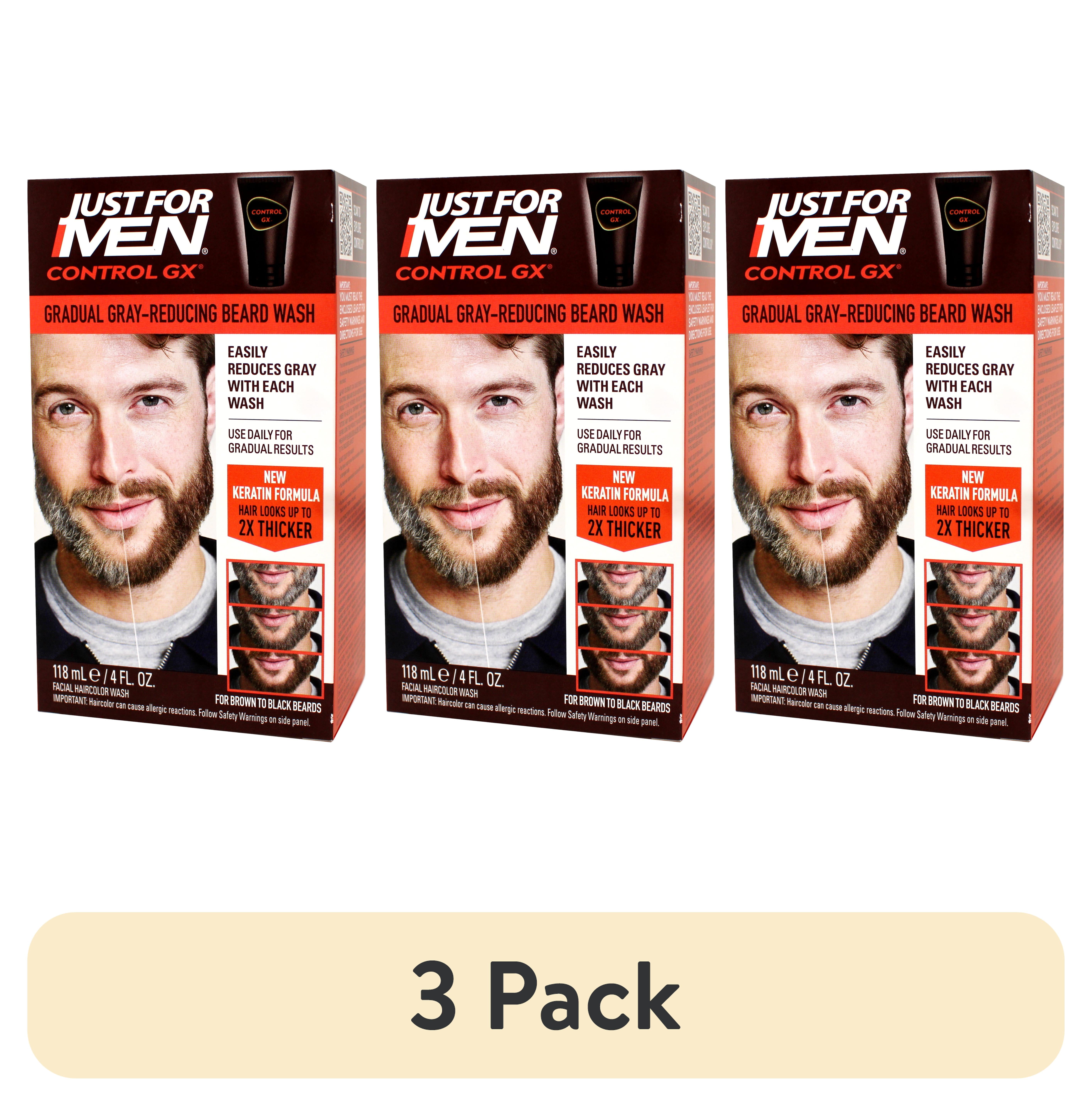 (3 pack) Just for Men Control GX Grey Reducing Beard Wash with Keratin ...