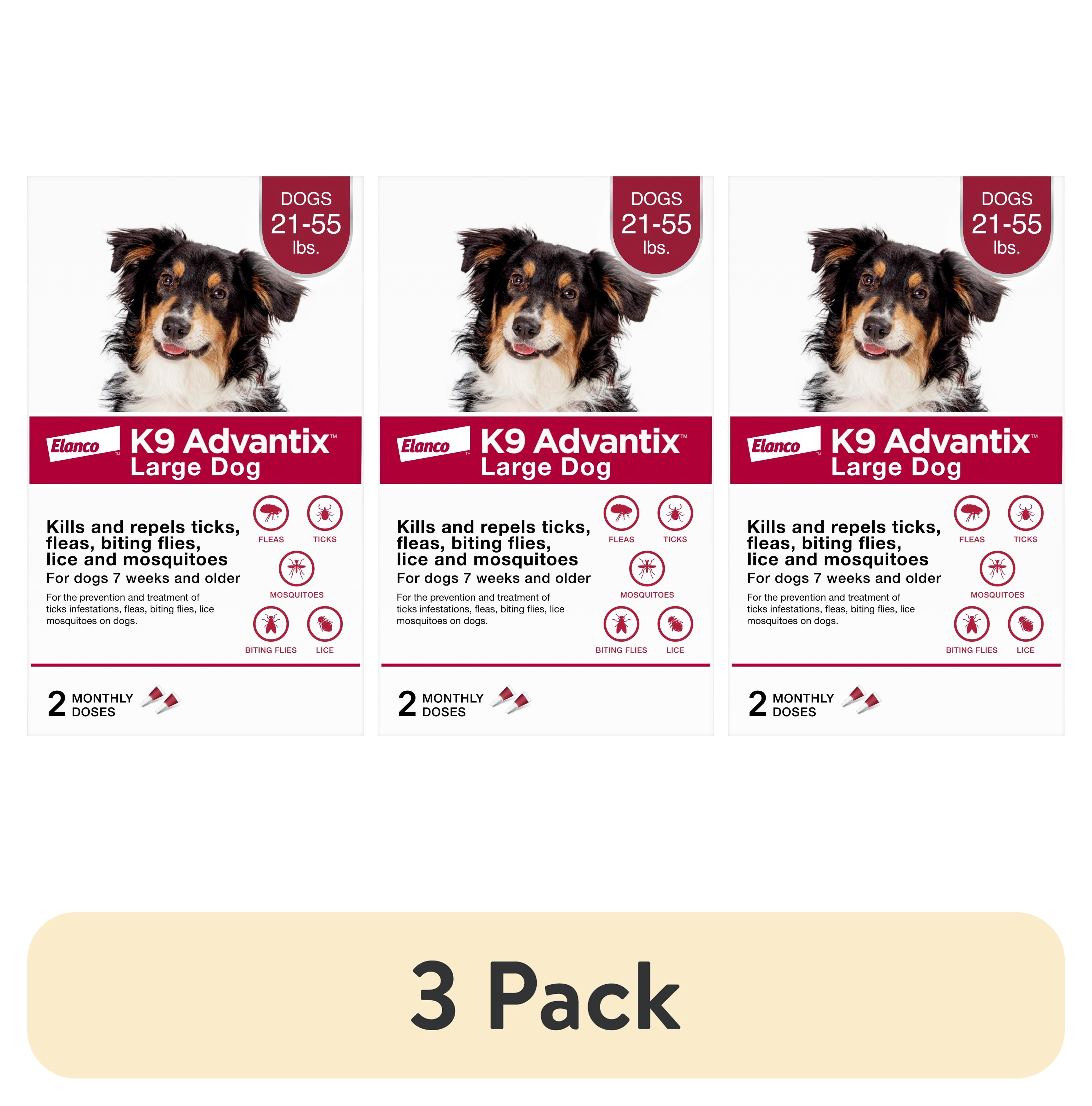 (3 pack) K9 Advantix Flea, Tick & Mosquito Prevention for Large Dogs 21 ...
