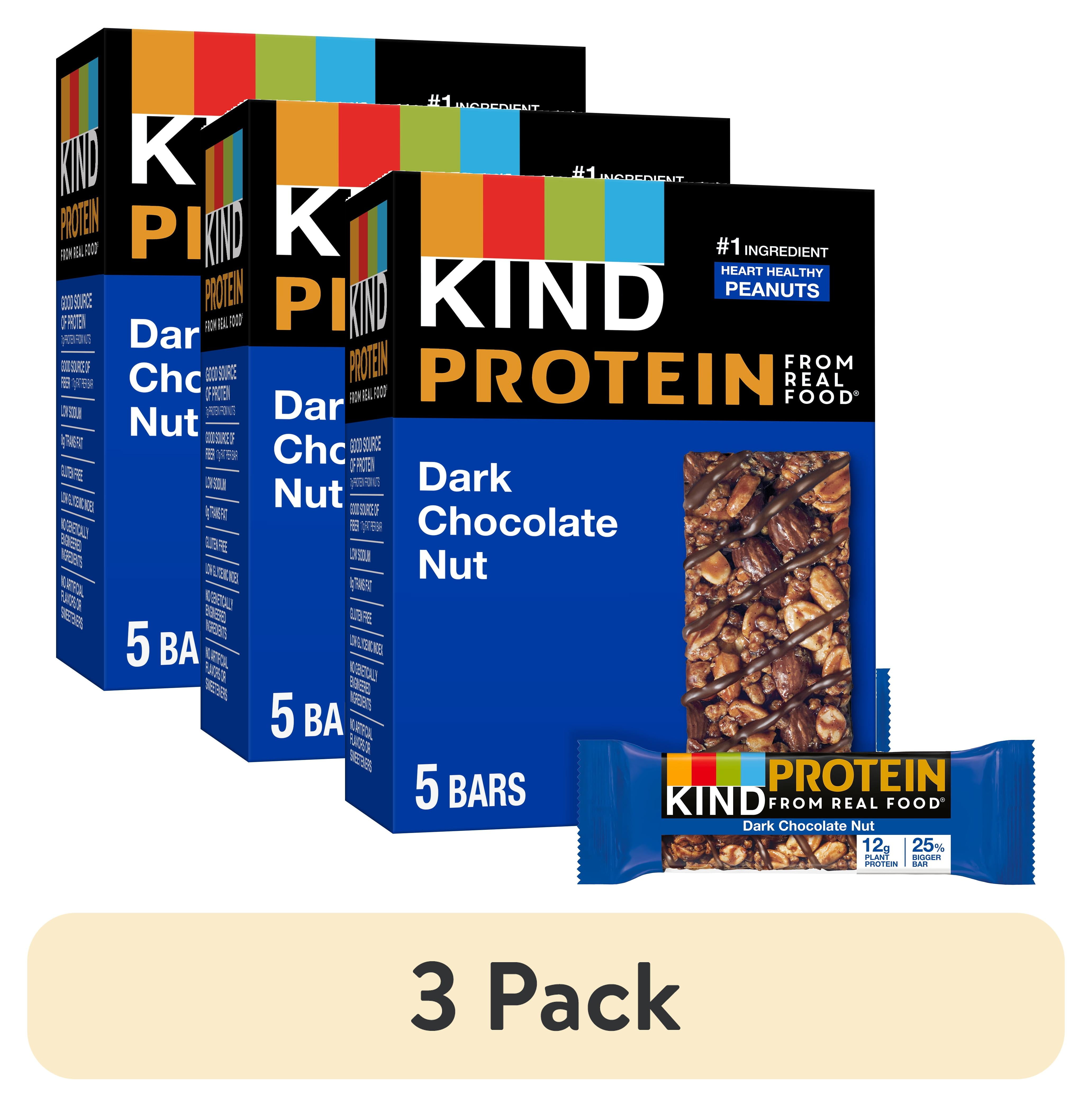 (3 pack) KIND Dark Chocolate Nut Protein Bar, Gluten Free, 1.76 oz, 5 ...