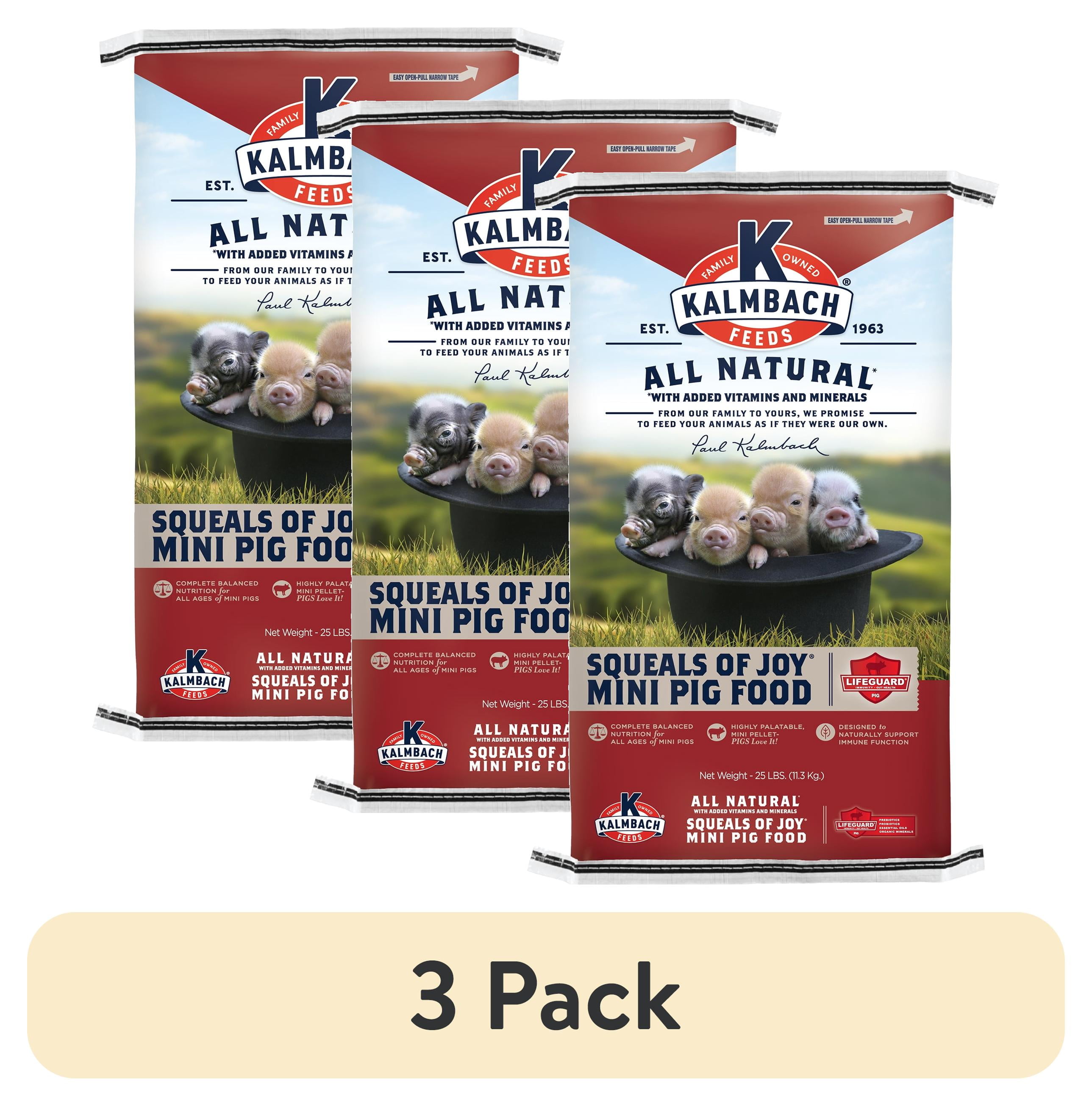 (3 pack) Kalmbach Feeds Squeals of Joy 16% Mini Pellet Food for Mini ...
