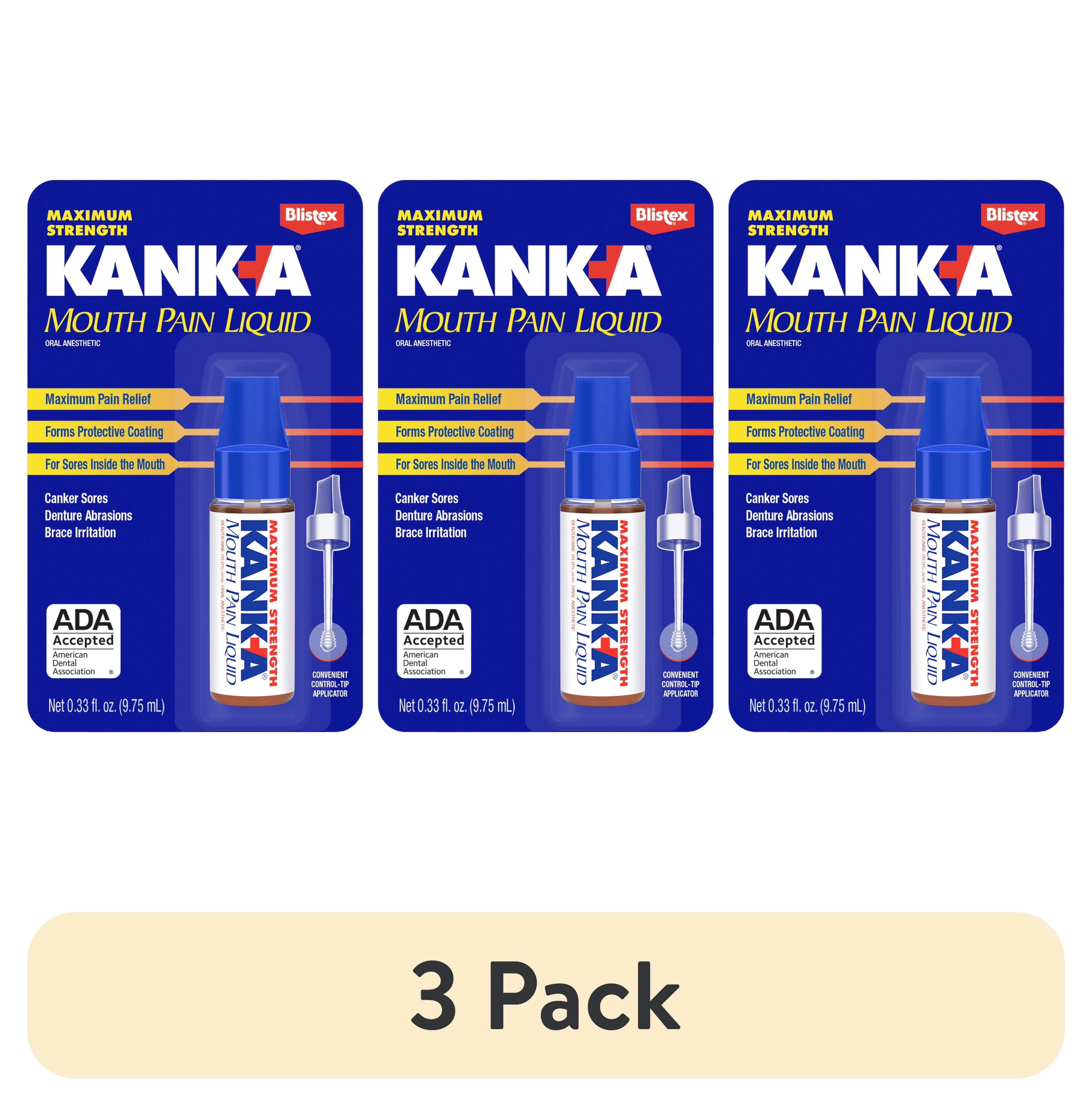 (3 pack) Kank-A Oral Pain Relief Liquid 1 Count 0.33 oz - Walmart.com