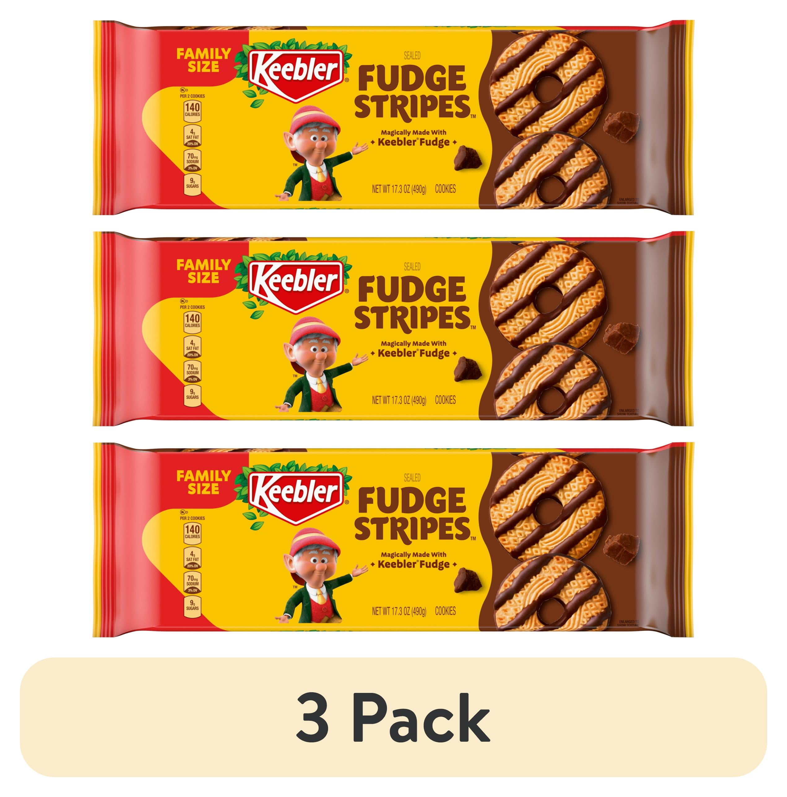 (3 pack) Keebler Fudge Stripes, Original Shortbread Cookies Coated in Keebler Fudge, Family Size ...