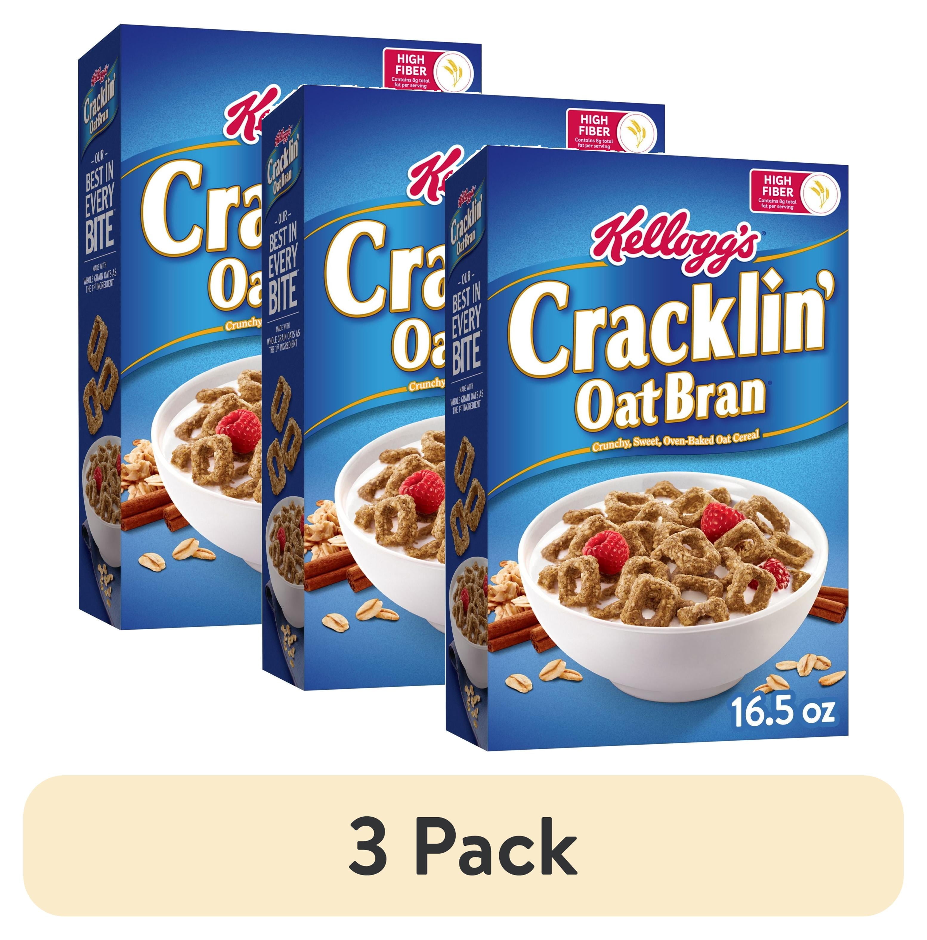 (3 pack) Kellogg's Cracklin' Oat Bran Breakfast Cereal, Fiber Cereal ...
