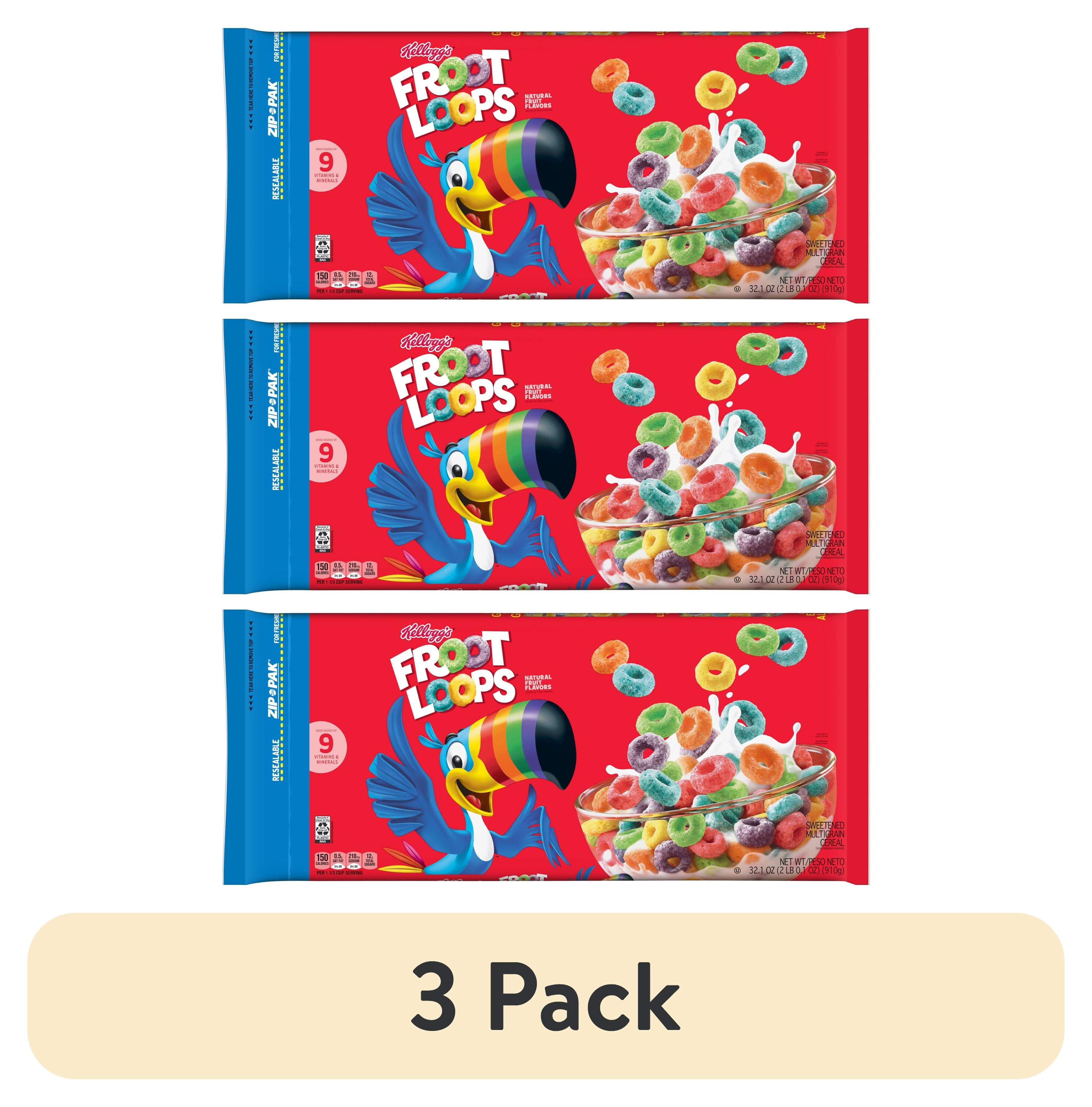 (3 pack) Kellogg's Froot Loops Breakfast Cereal, Fruit Flavored ...