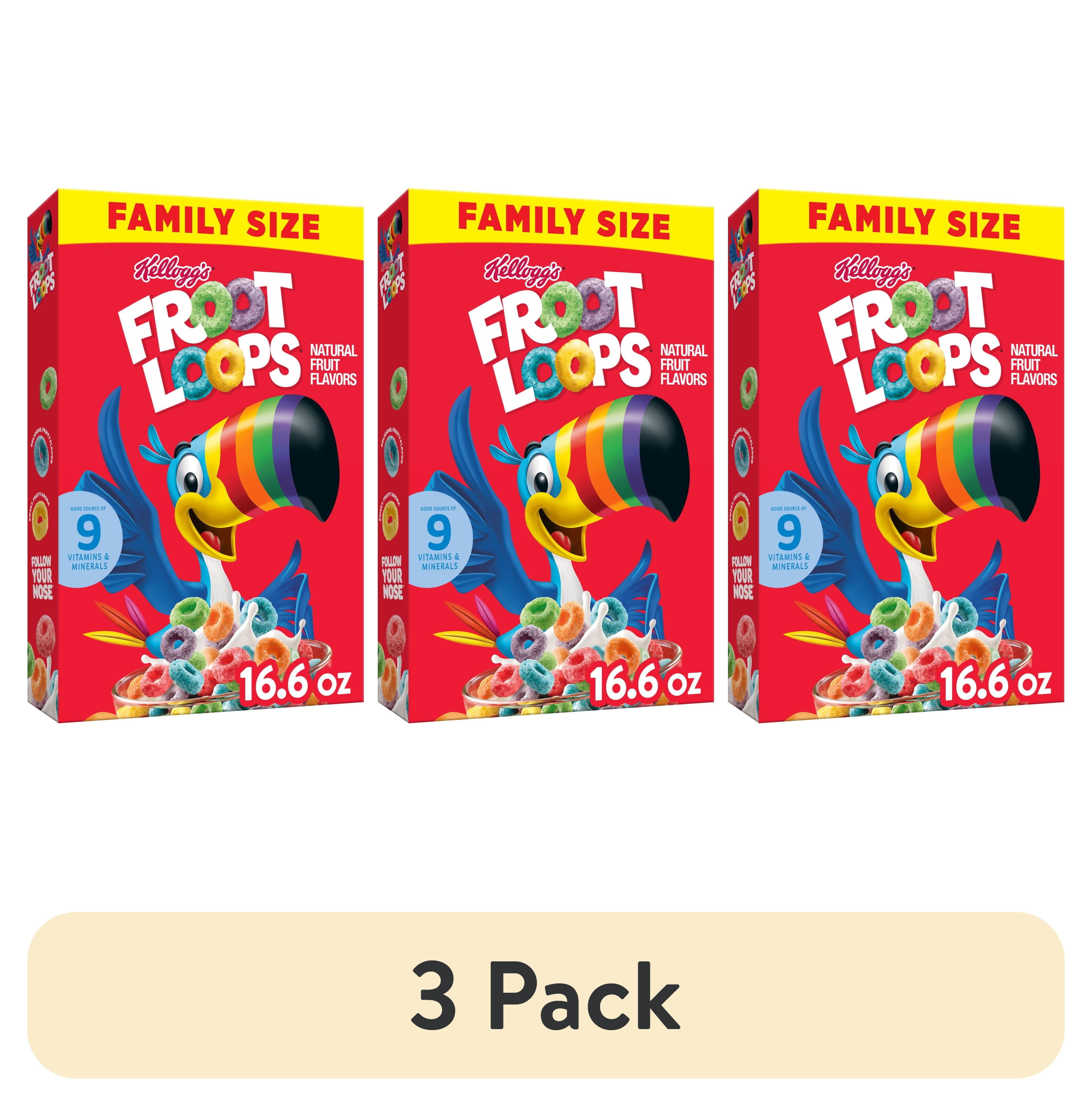 (3 pack) Kellogg's Froot Loops Breakfast Cereal, Kids Cereal, Family ...