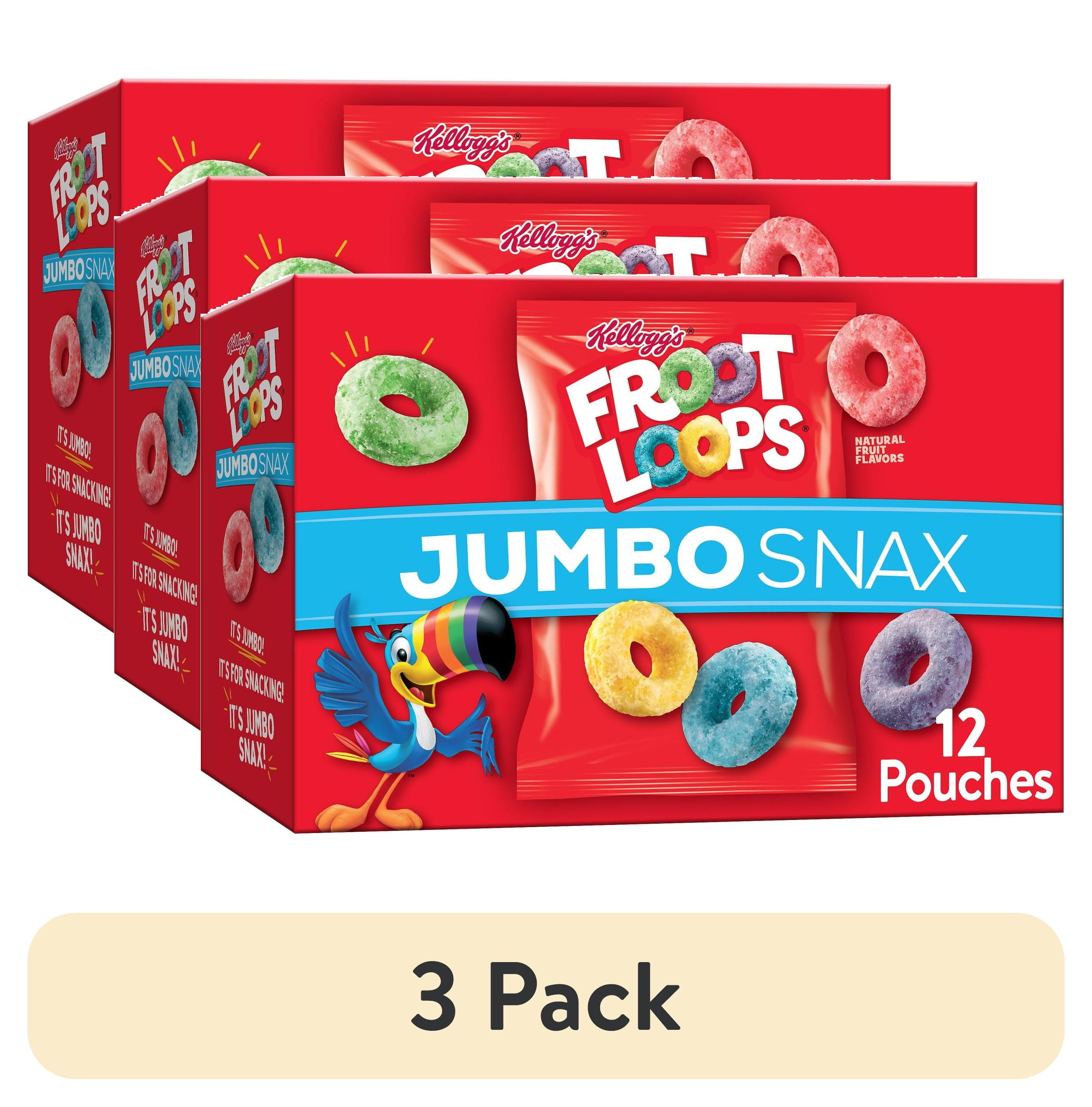 (3 pack) Kellogg's Froot Loops Jumbo Snax Cereal Snacks, Kids Snacks ...