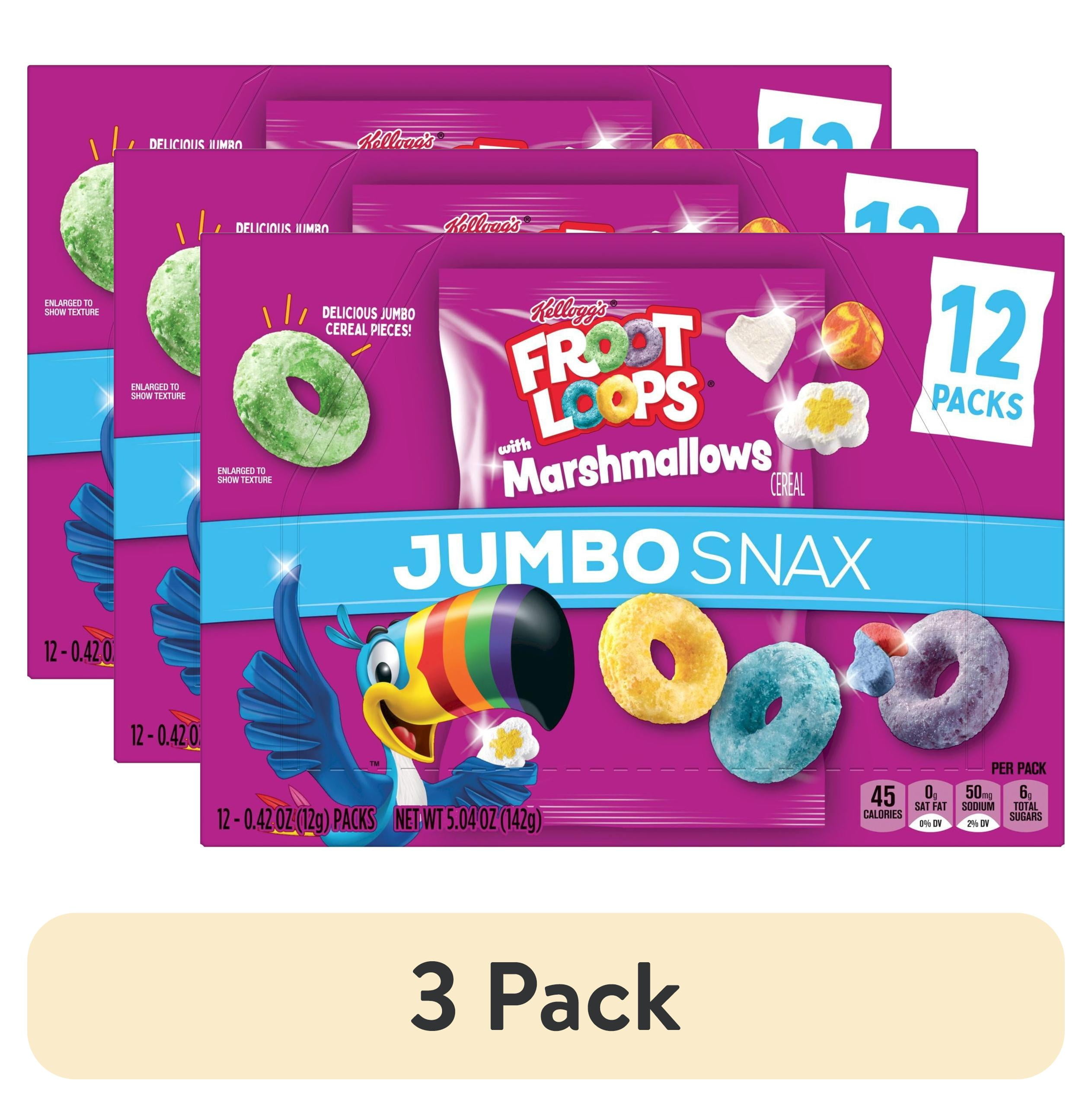 (3 pack) Kellogg's Froot Loops With Marshmallows Jumbo Snax - 12 ct ...