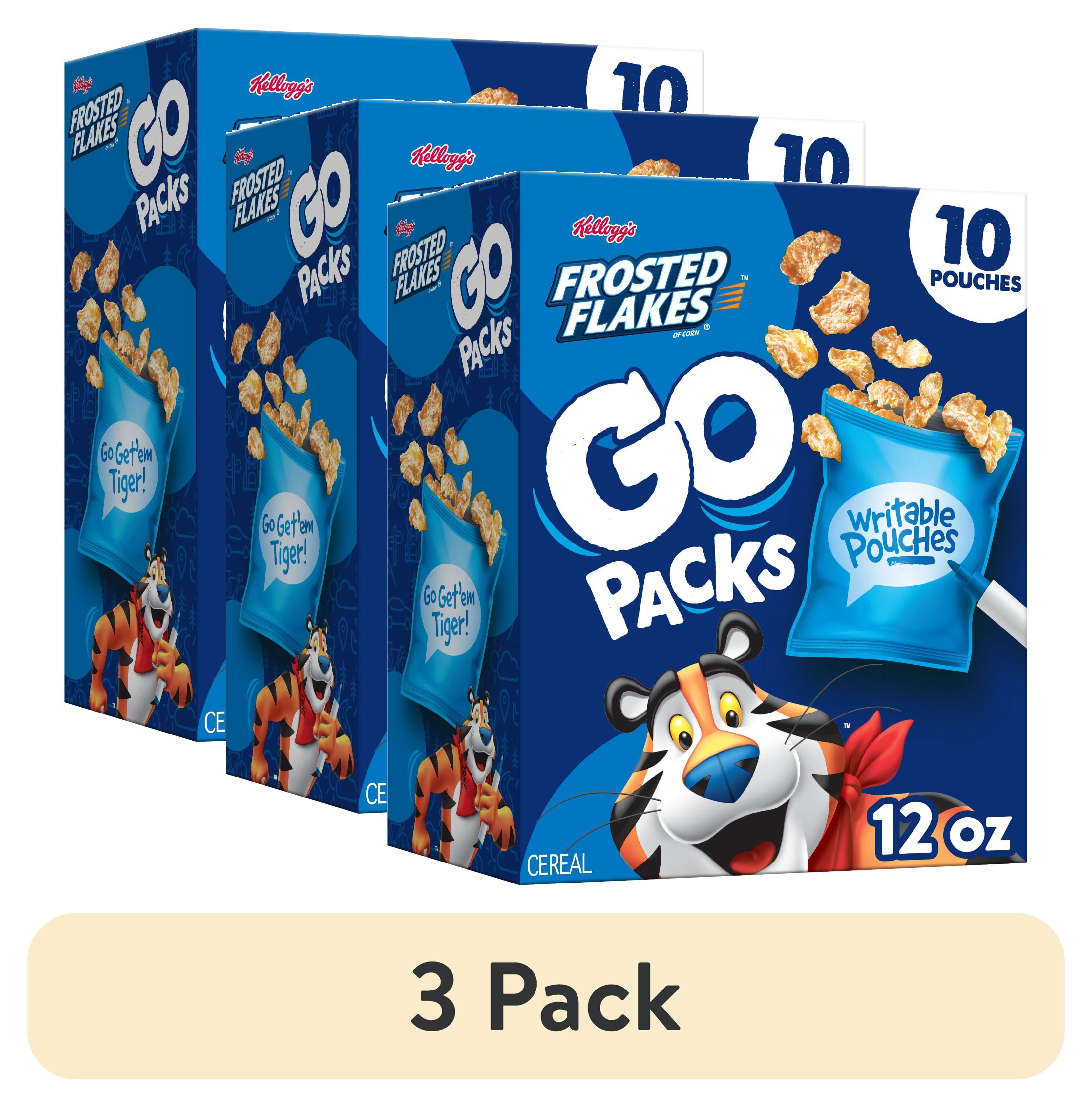 (3 pack) Kellogg's Frosted Flakes Go Packs Original Cereal Box, 12 oz ...