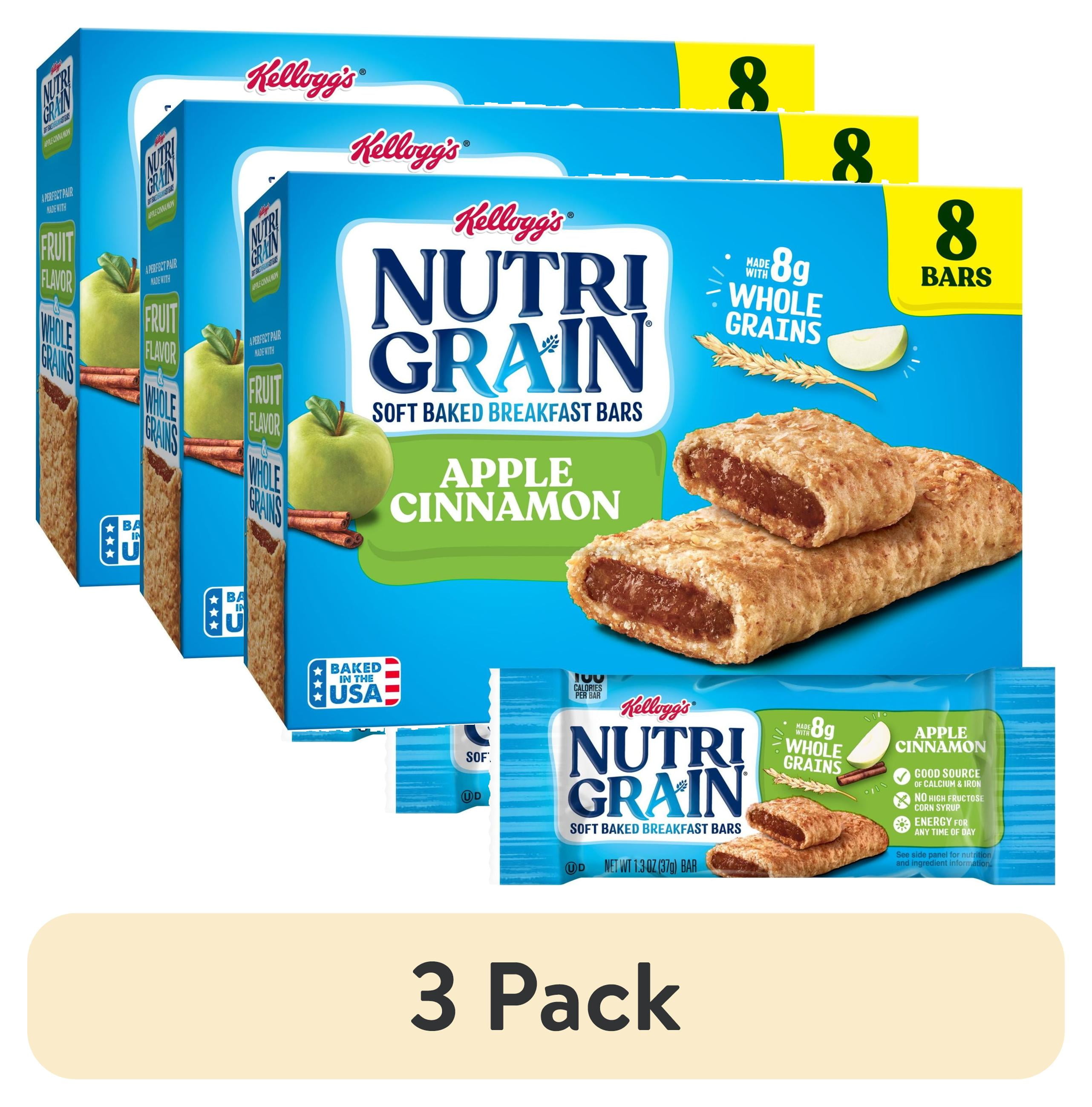 (3 pack) Kellogg's Nutri-Grain Apple Cinnamon Chewy Breakfast Bars ...