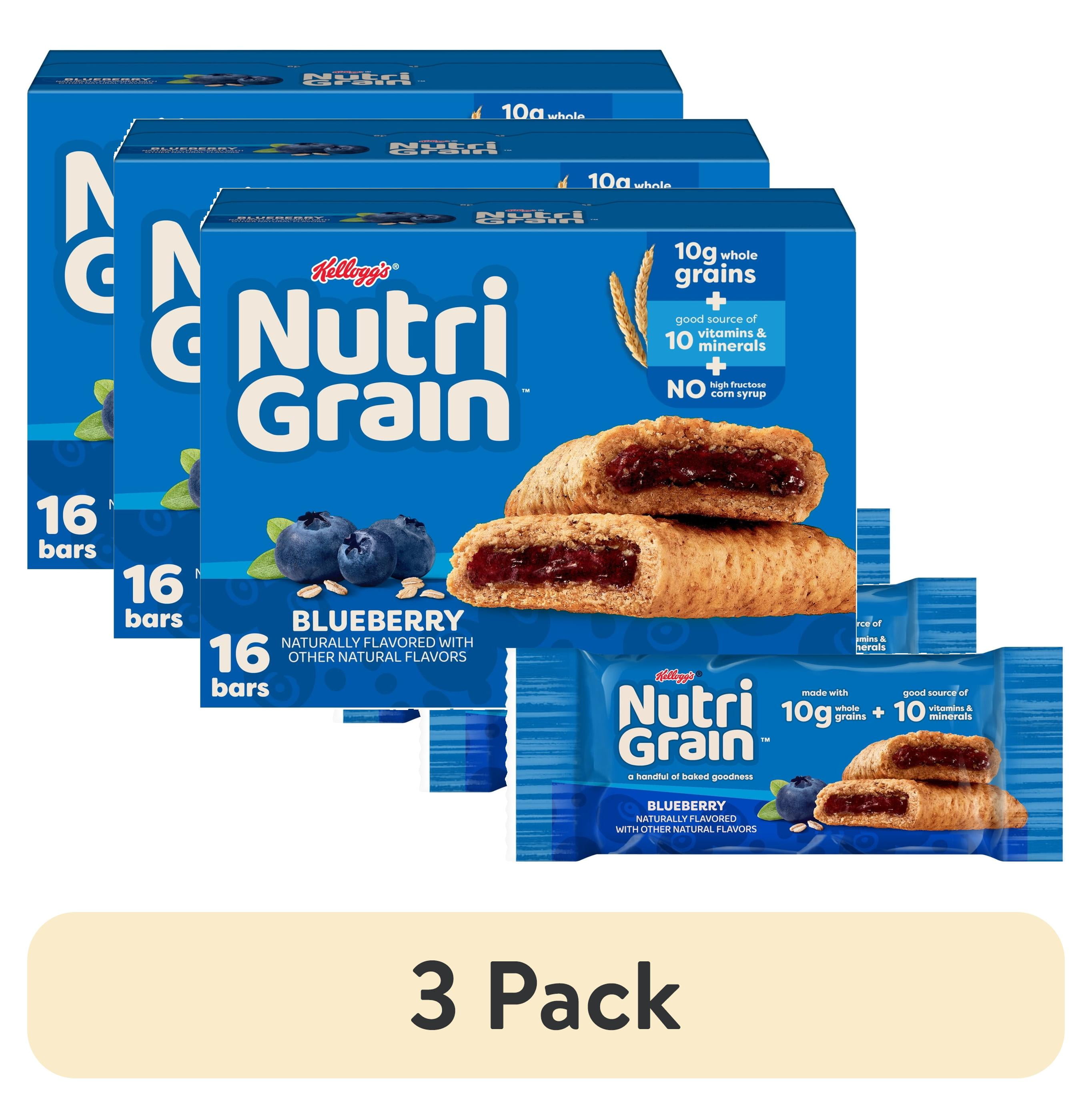 (3 pack) Kellogg's Nutri-Grain Blueberry Chewy Breakfast Bars, Made ...