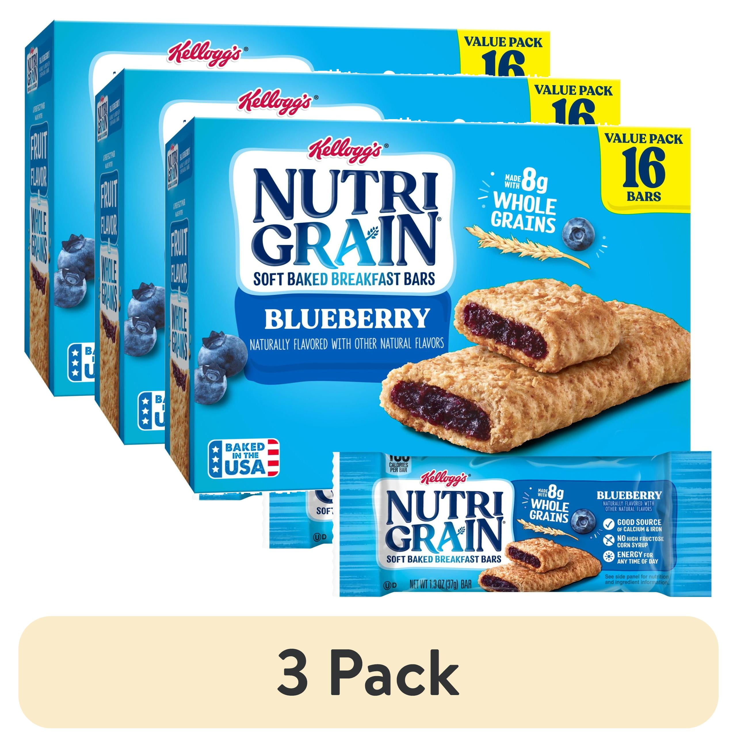 (3 pack) Kellogg's Nutri-Grain Blueberry Chewy Breakfast Bars, Made ...
