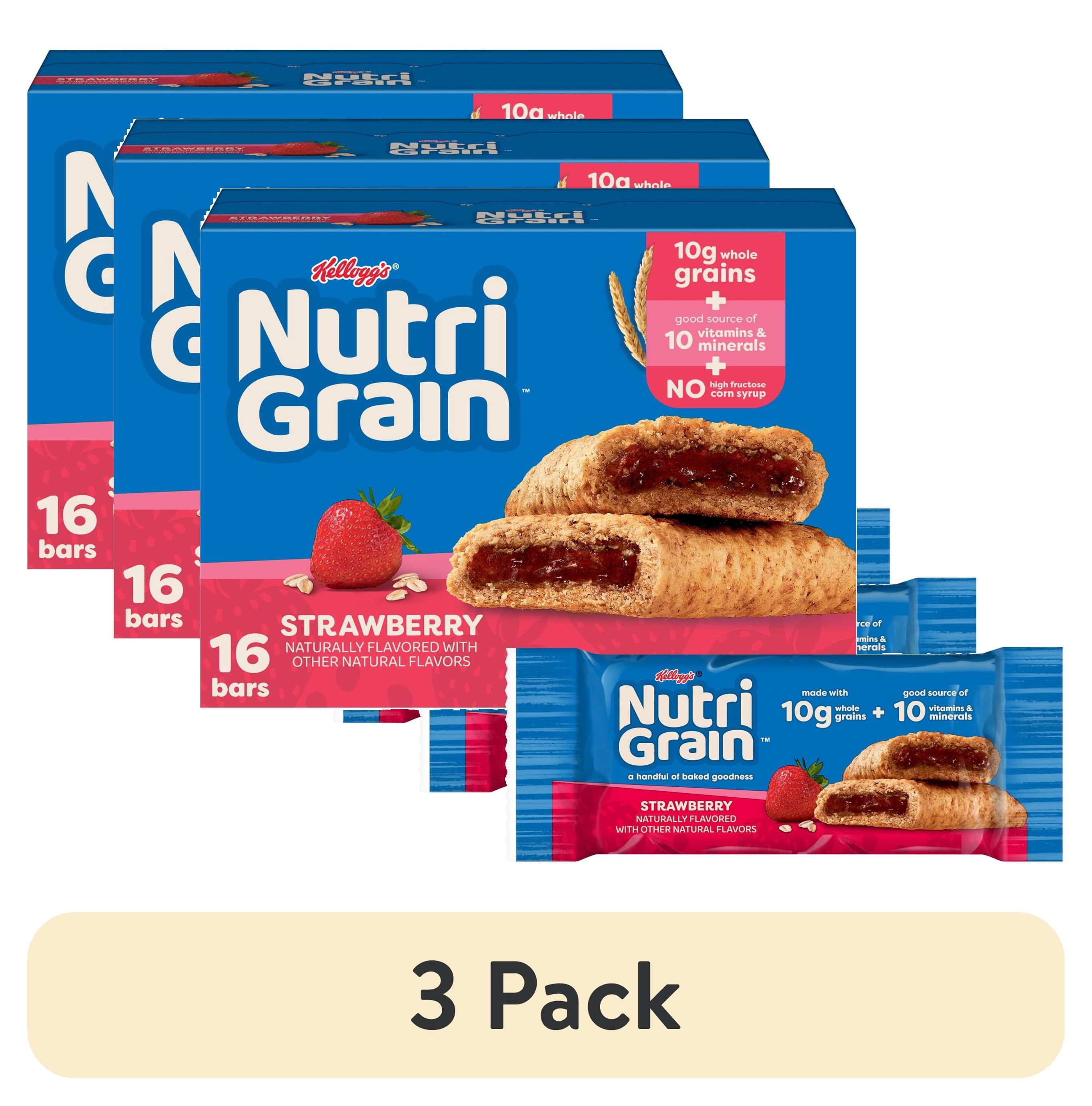 (3 pack) Kellogg's Nutri-Grain Strawberry Chewy Breakfast Bars, Made ...