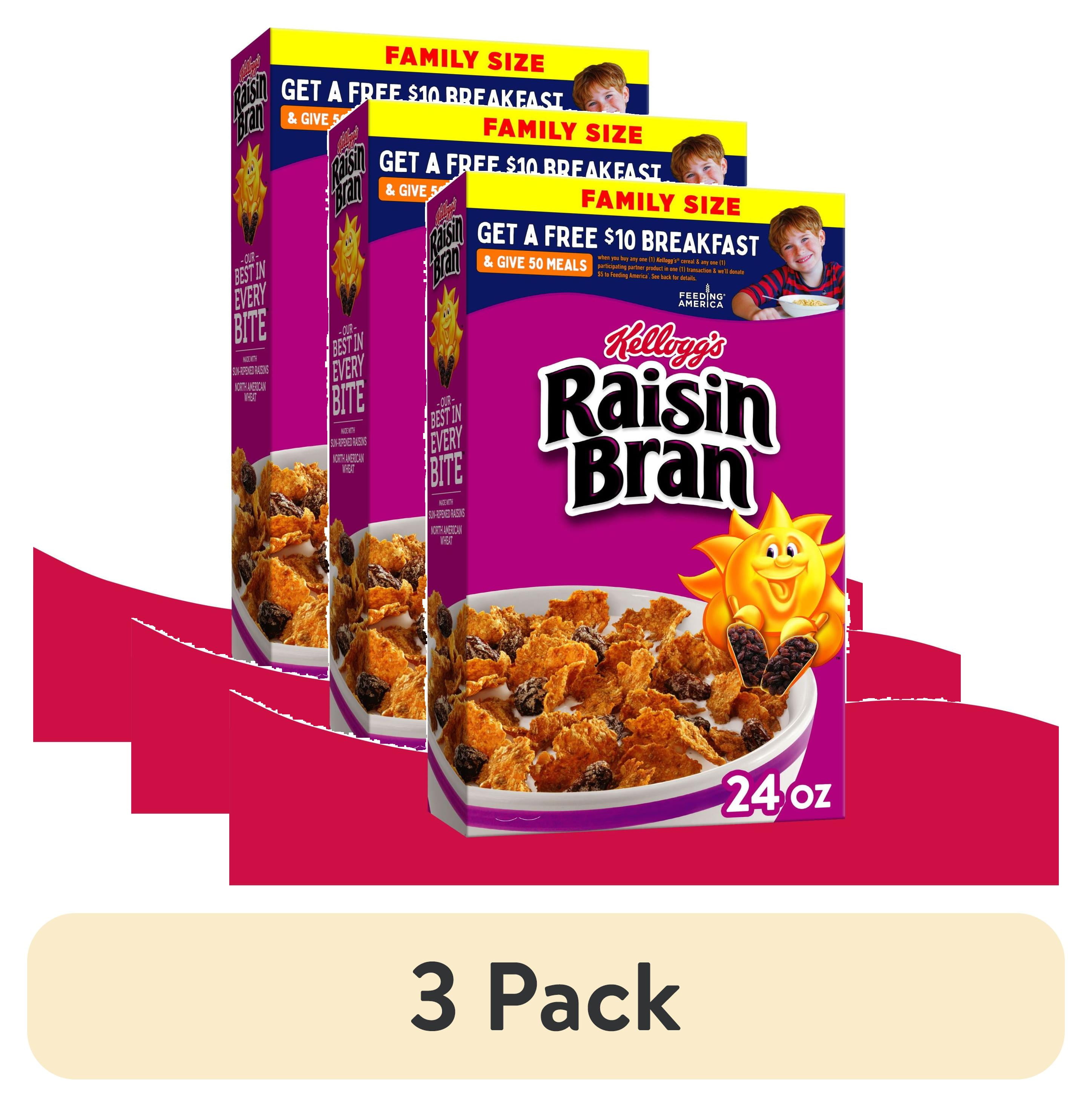 (3 pack) Kellogg's Raisin Bran Breakfast Cereal, Family Breakfast ...