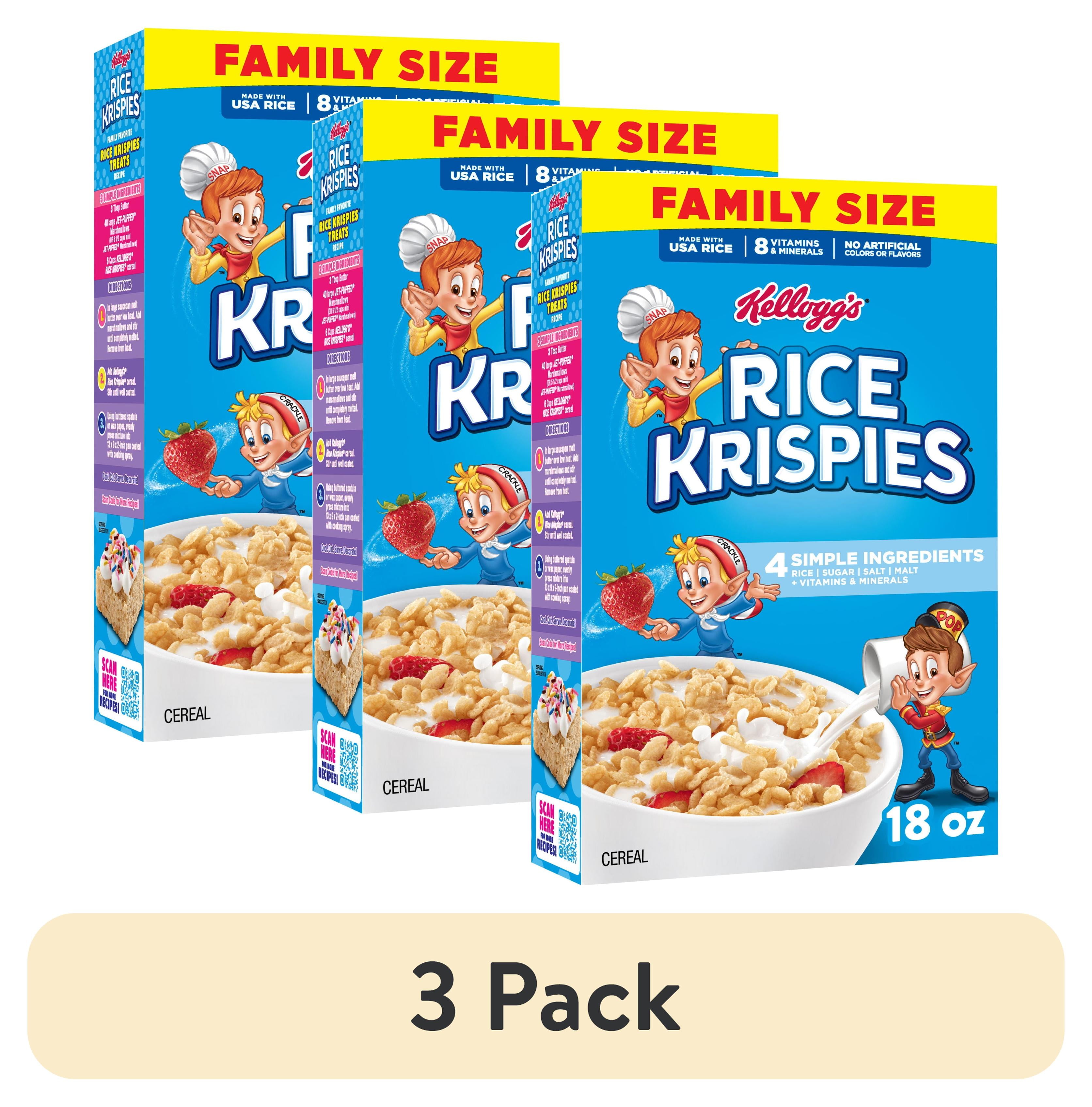 (3 pack) Kellogg's Rice Krispies Original Breakfast Cereal Family Size ...