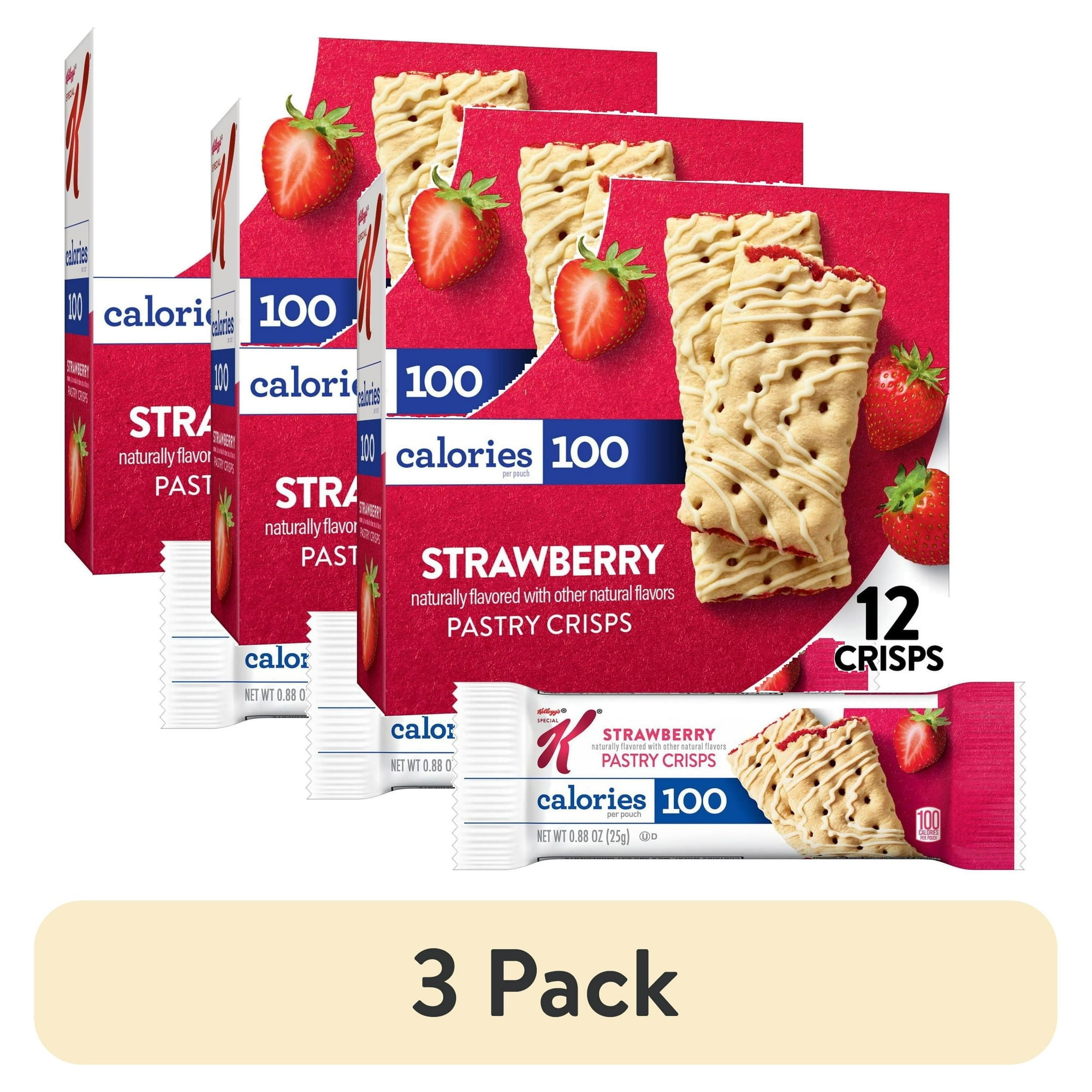 (3 pack) Special K Bar Strawberry Chewy Pastry Crisps, 100 Calorie ...