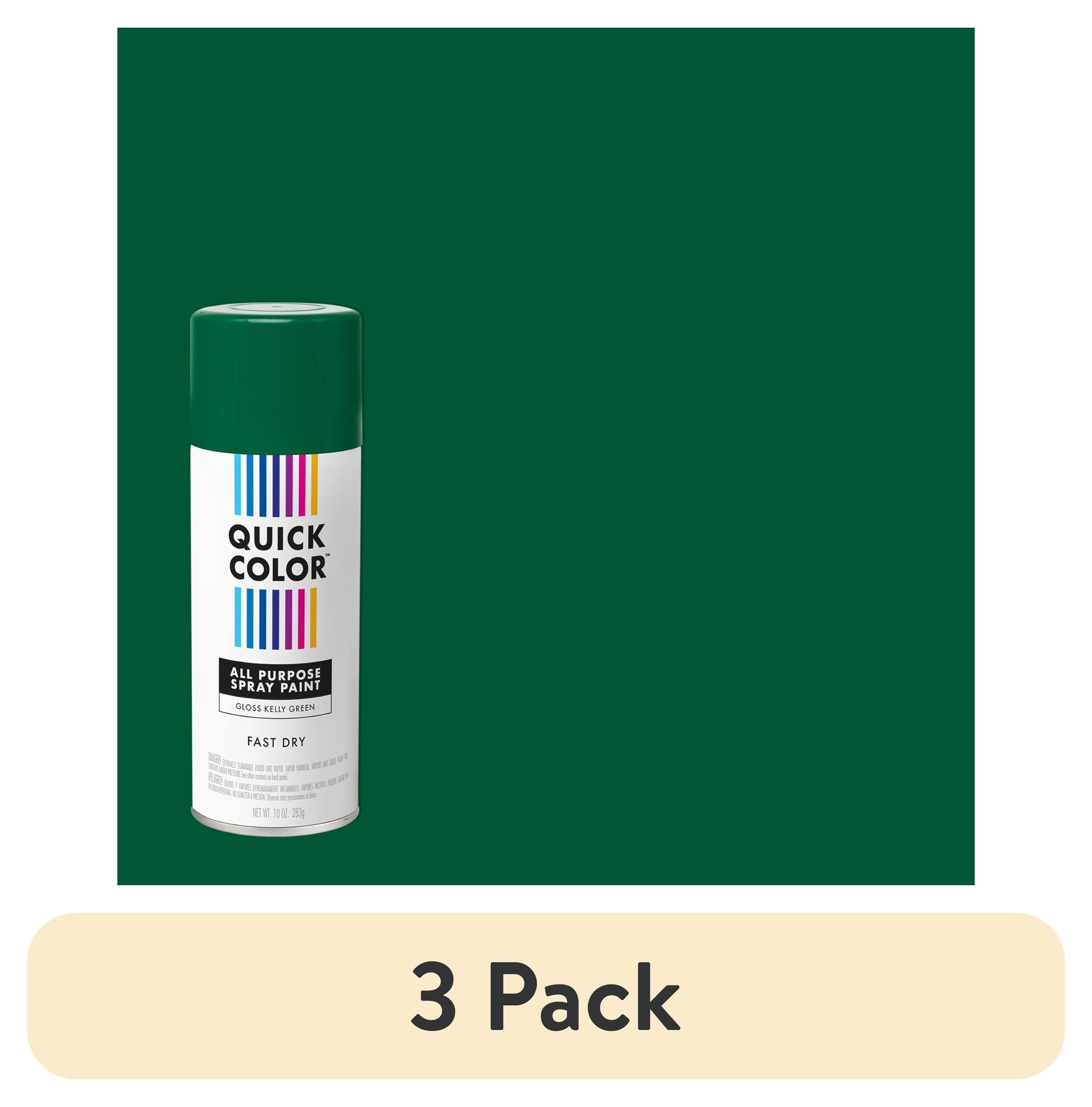 (3 pack) Kelly Green, Quick Color Gloss All Purpose Spray Paint-390615 ...