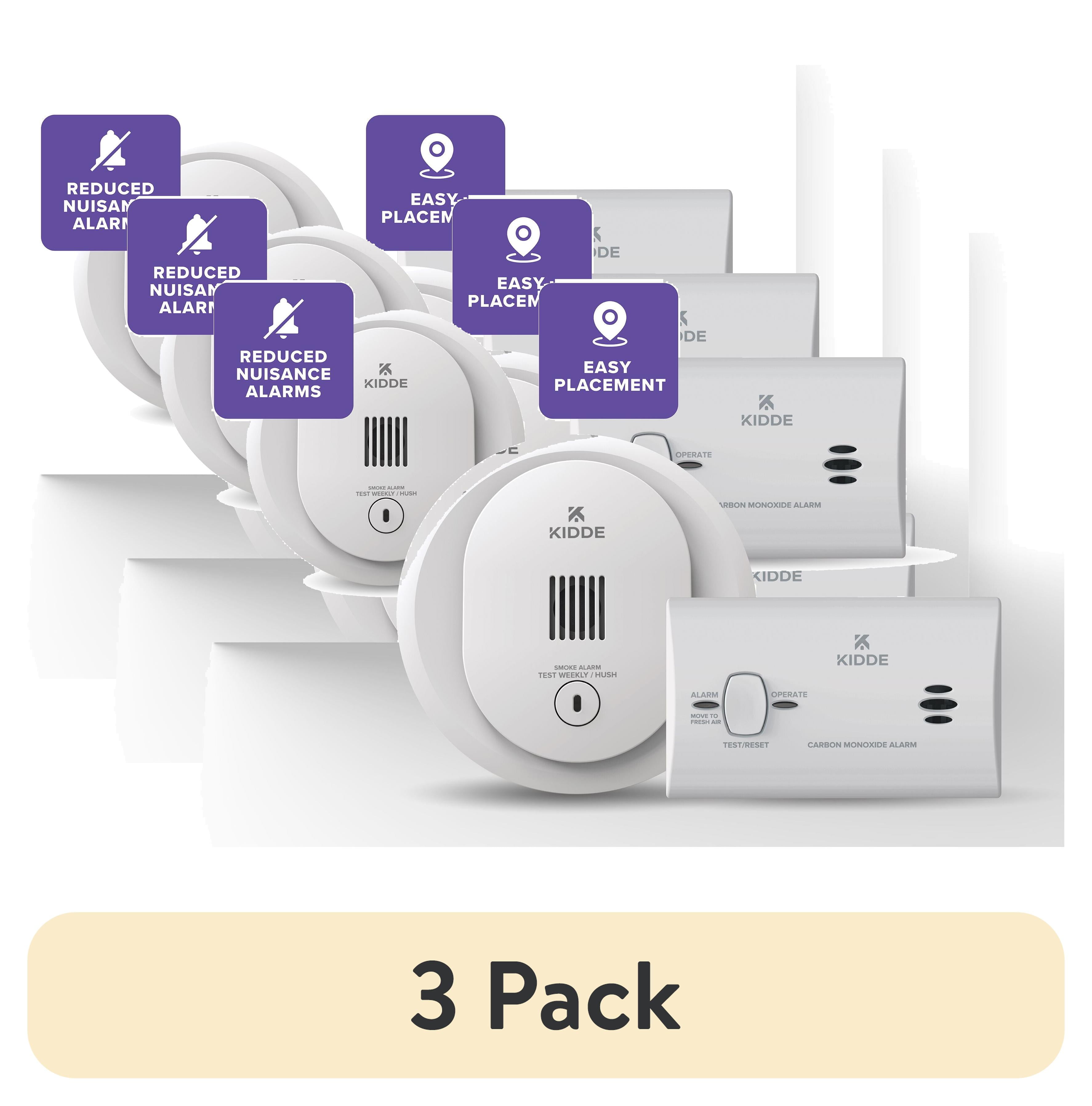 (3 pack) Kidde Battery-Operated 4-inch Smoke Detector & Carbon Monoxide ...