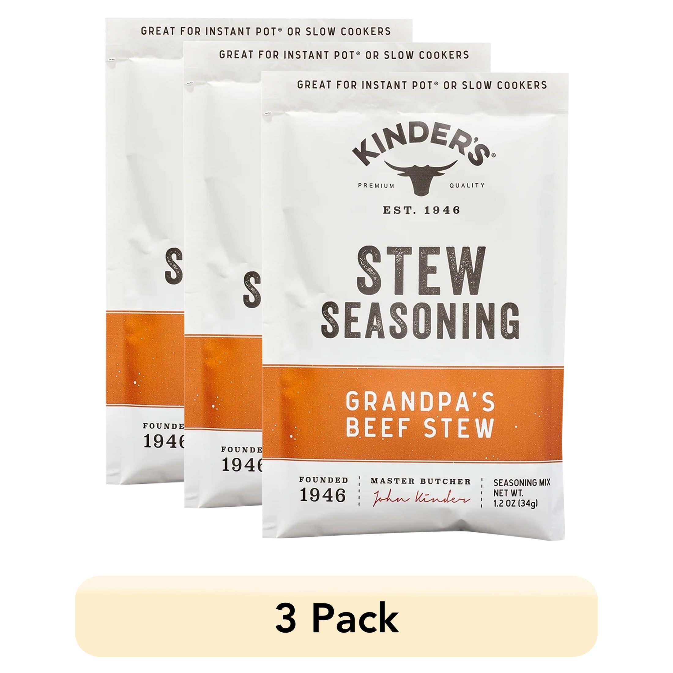 (3 pack) Kinder's Grandpa's Beef Stew Seasoning for Slow Cooking, 1.2 ...