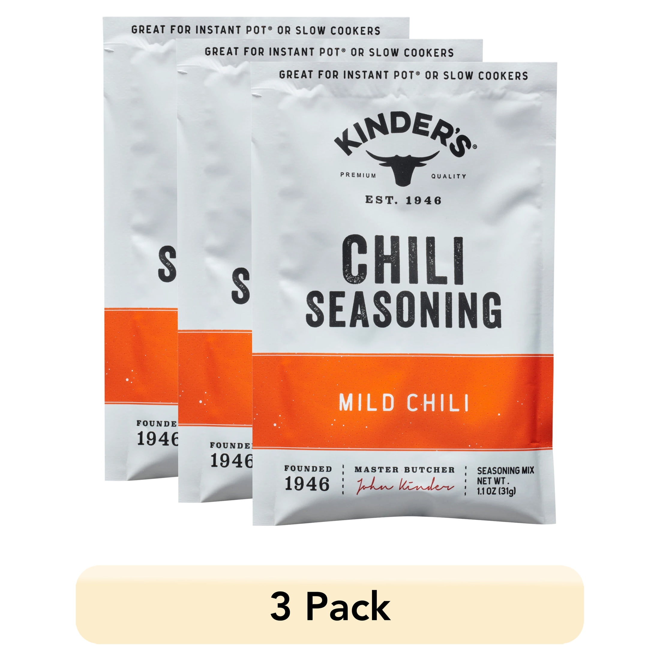 (3 pack) Kinder’s Original Chili Seasoning, 1.1 oz Packet - Walmart.com
