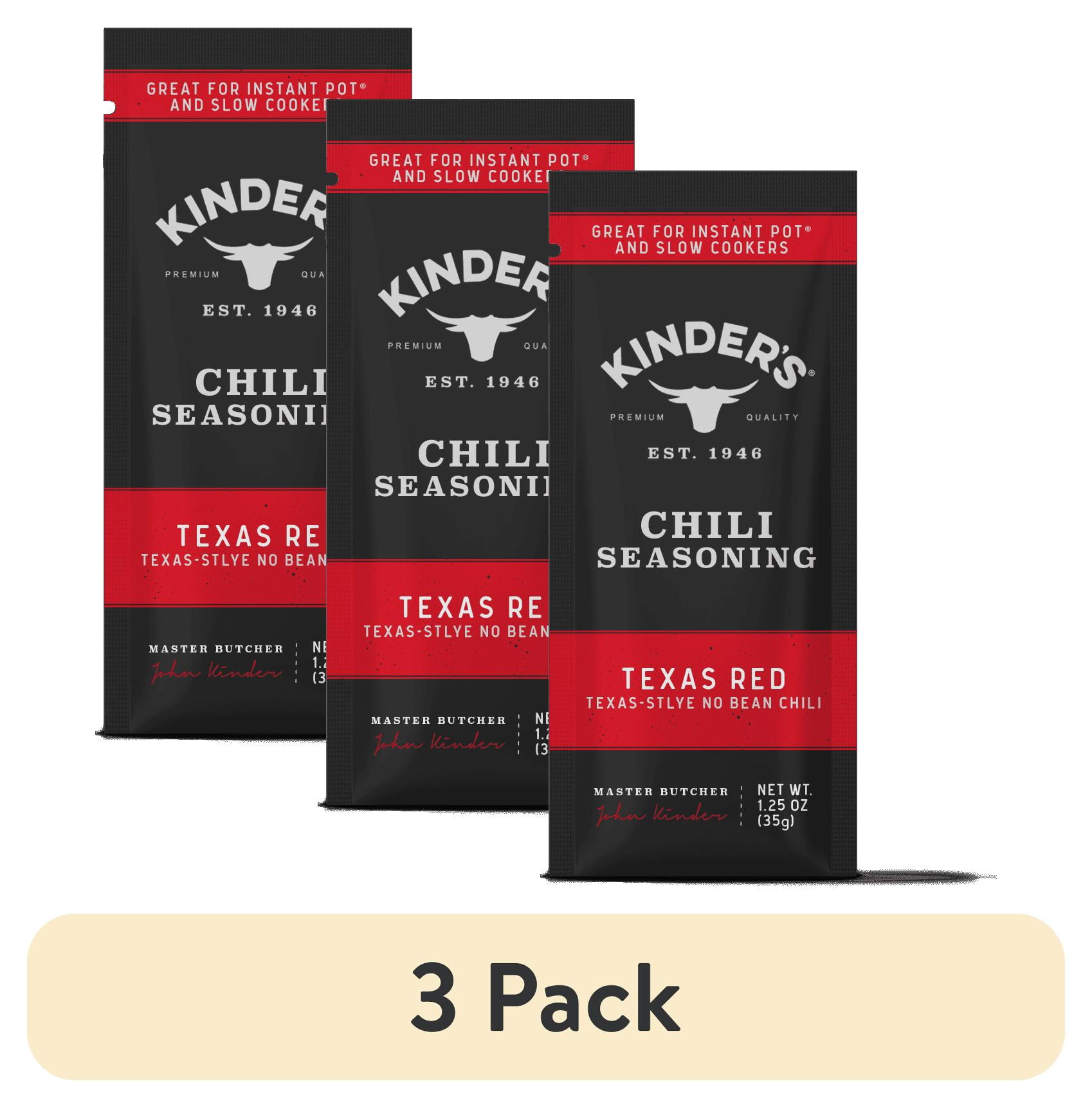(3 pack) Kinder's Texas Red Chili Seasoning for Slow Cooking, 1.25 oz ...