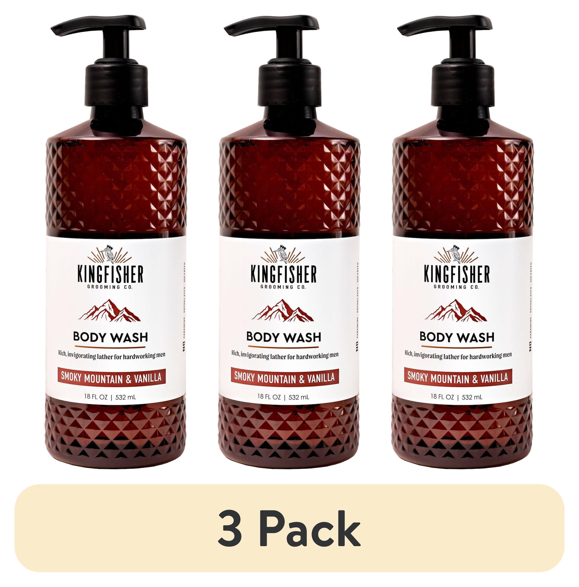 (3 pack) Kingfisher Co. Men's Body Wash, Smoky Mountain and Vanilla, 18 ...