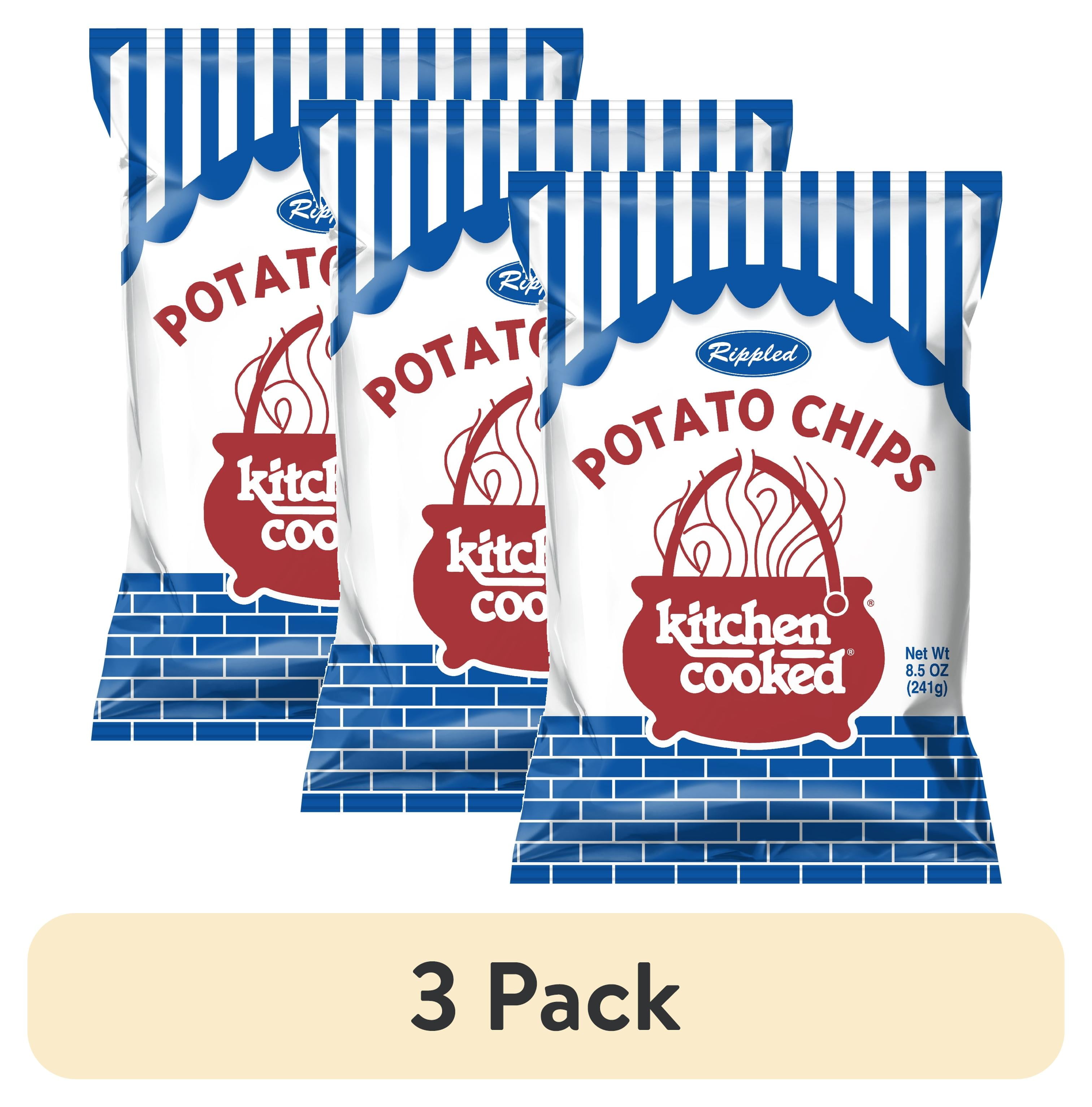 (3 pack) Kitchen Cooked Rippled Potato Chips, Gluten-Free, 8.5 oz Bag ...