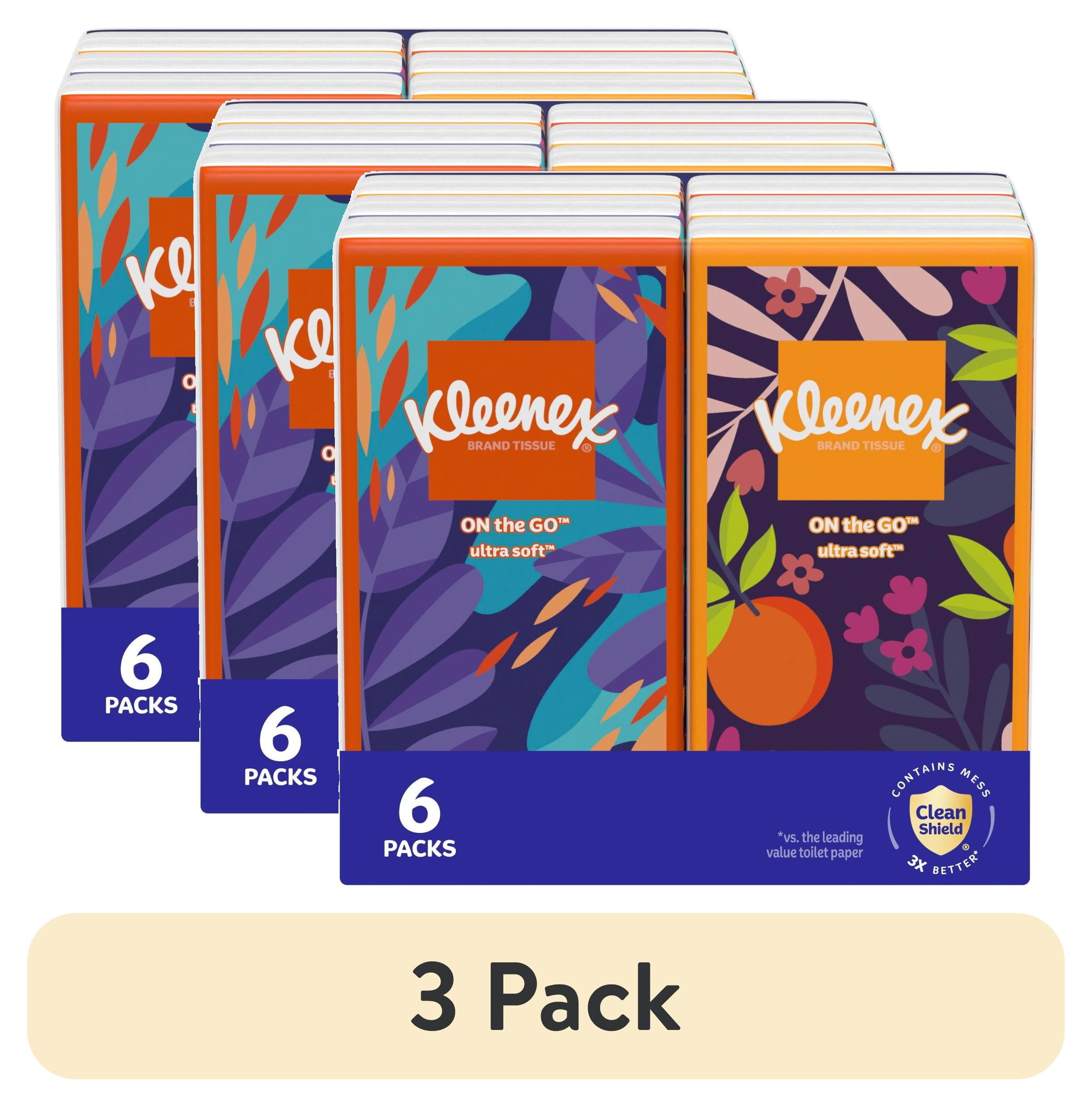 (3 pack) Kleenex On-The-Go Facial Tissues, 6 On-The-Go Packs, 10 ...