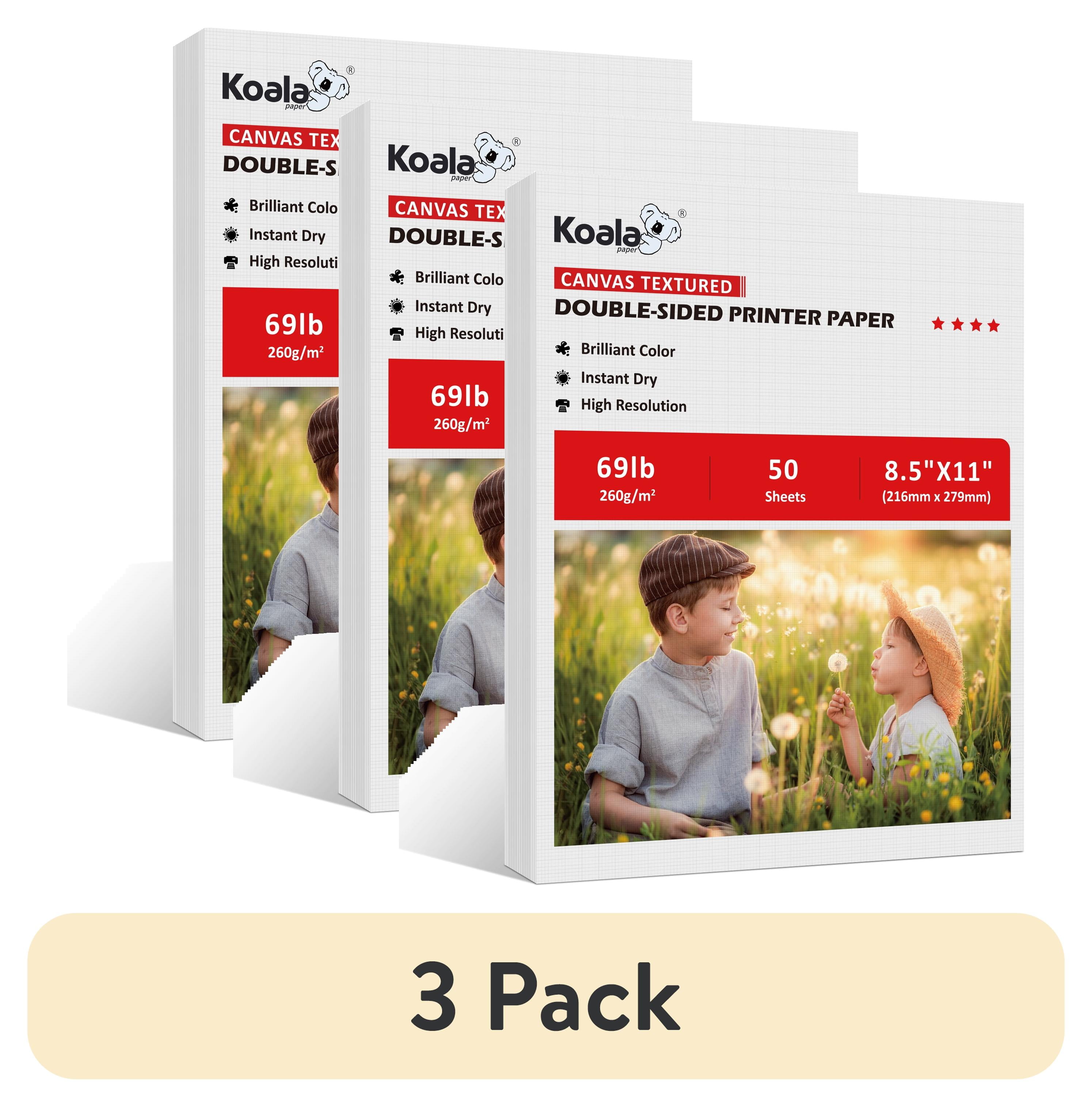 (3 pack) Koala Canvas Textured Heavyweight Cardstock Printer Paper for ...