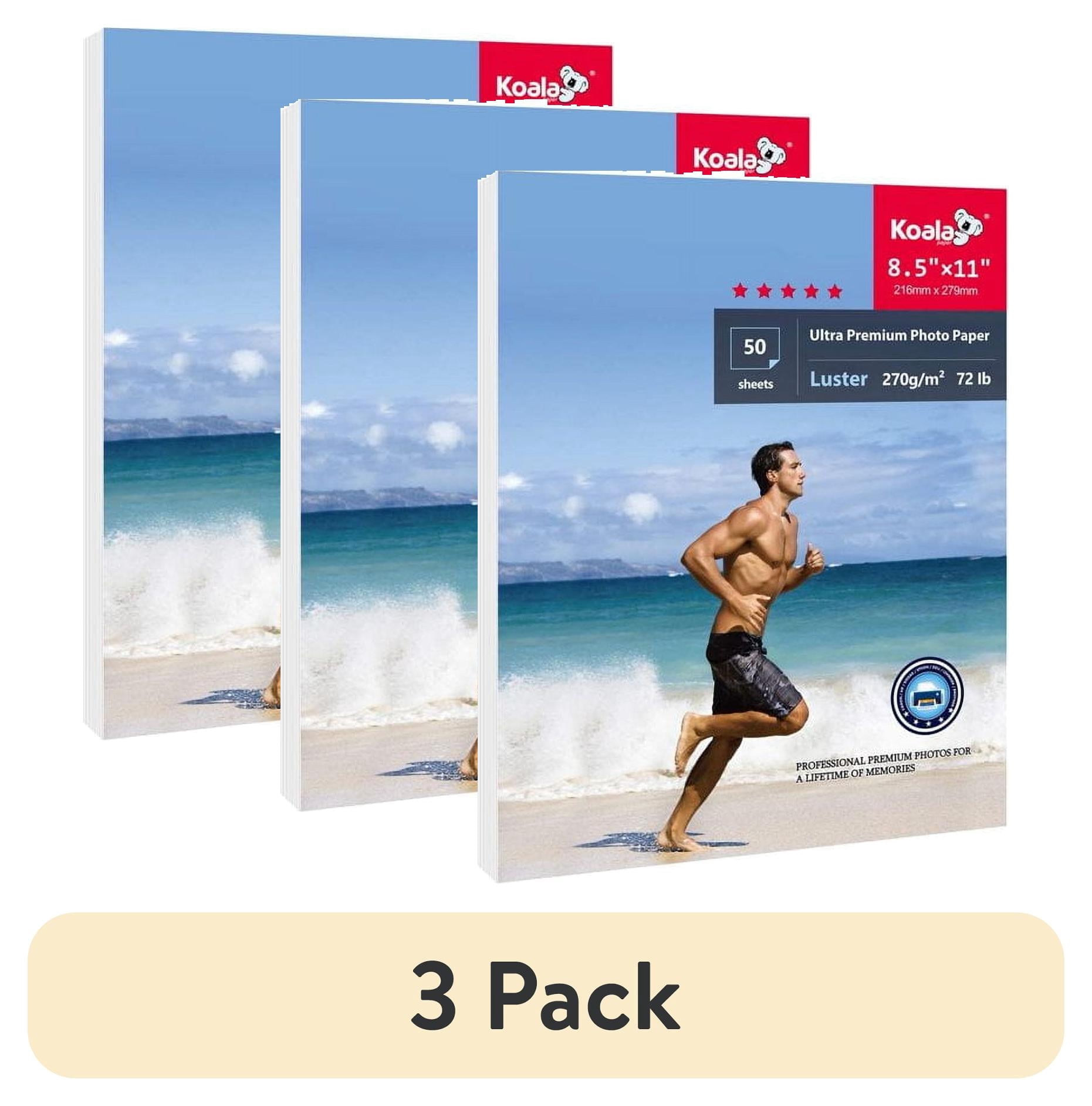 (3 pack) Koala Ultra Premium Photo Paper 8.5x11 Inch Luster 72LB, Water ...