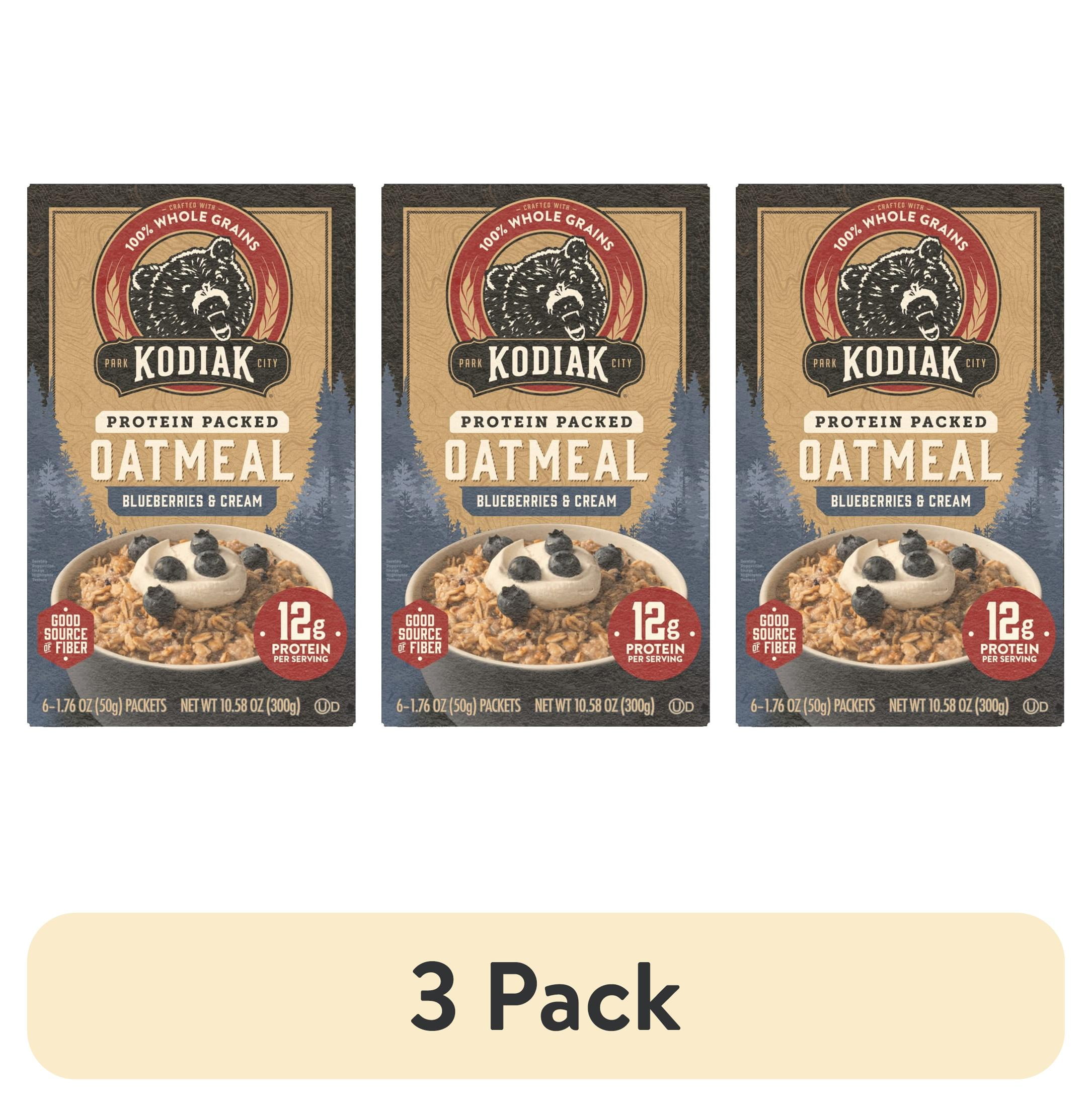 (3 pack) Kodiak Protein-Packed Blueberries and Cream Instant Oatmeal ...