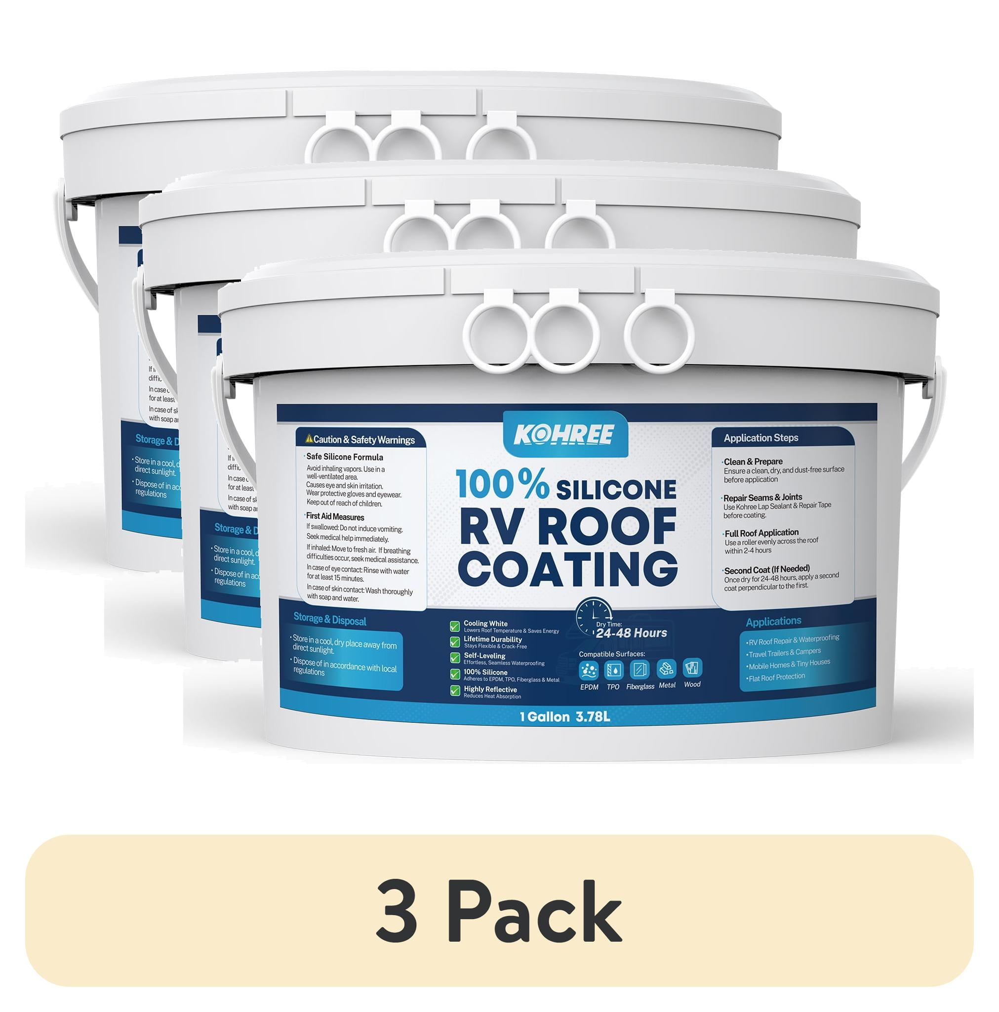 (3 pack) Kohree RV Roof Coating - 100% Silicone Liquid Rubber -UV ...
