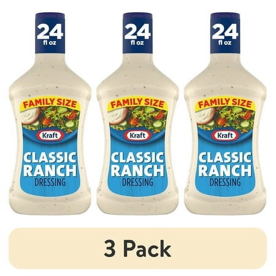 (3 pack) Kraft Classic Ranch Dressing Family Size, 24 fl oz Bottle ...