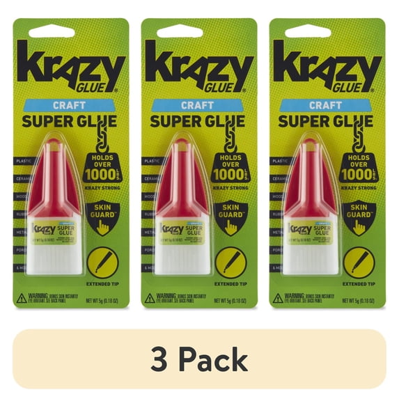 (3 pack) Krazy Glue Craft Super Glue Gel, Extended Tip, 5g, 1 Count ...