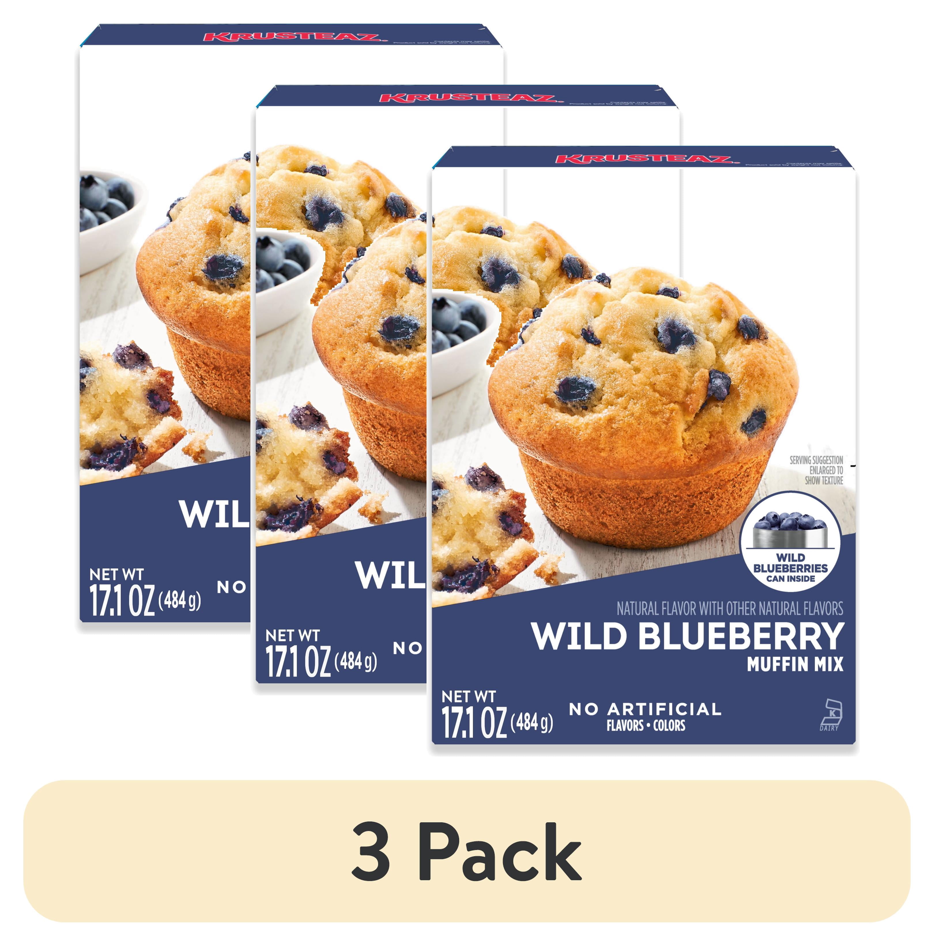 (3 pack) Krusteaz Wild Blueberry Muffin Mix, 17.1 oz Box - Walmart.com