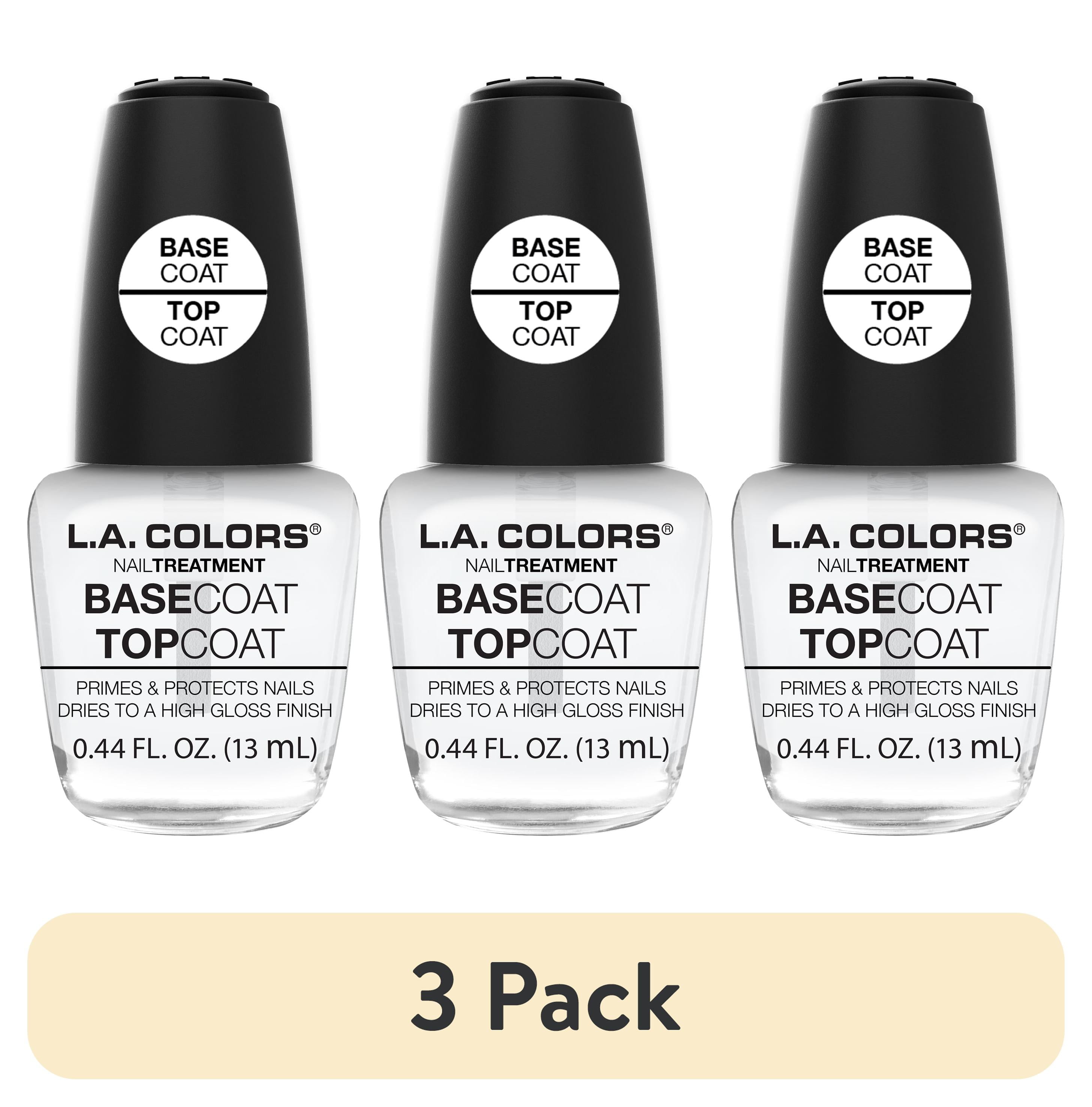 (3 pack) L.A. COLORS Craze Base Coat/Topcoat Nail Polish, Clear, 0.44 ...