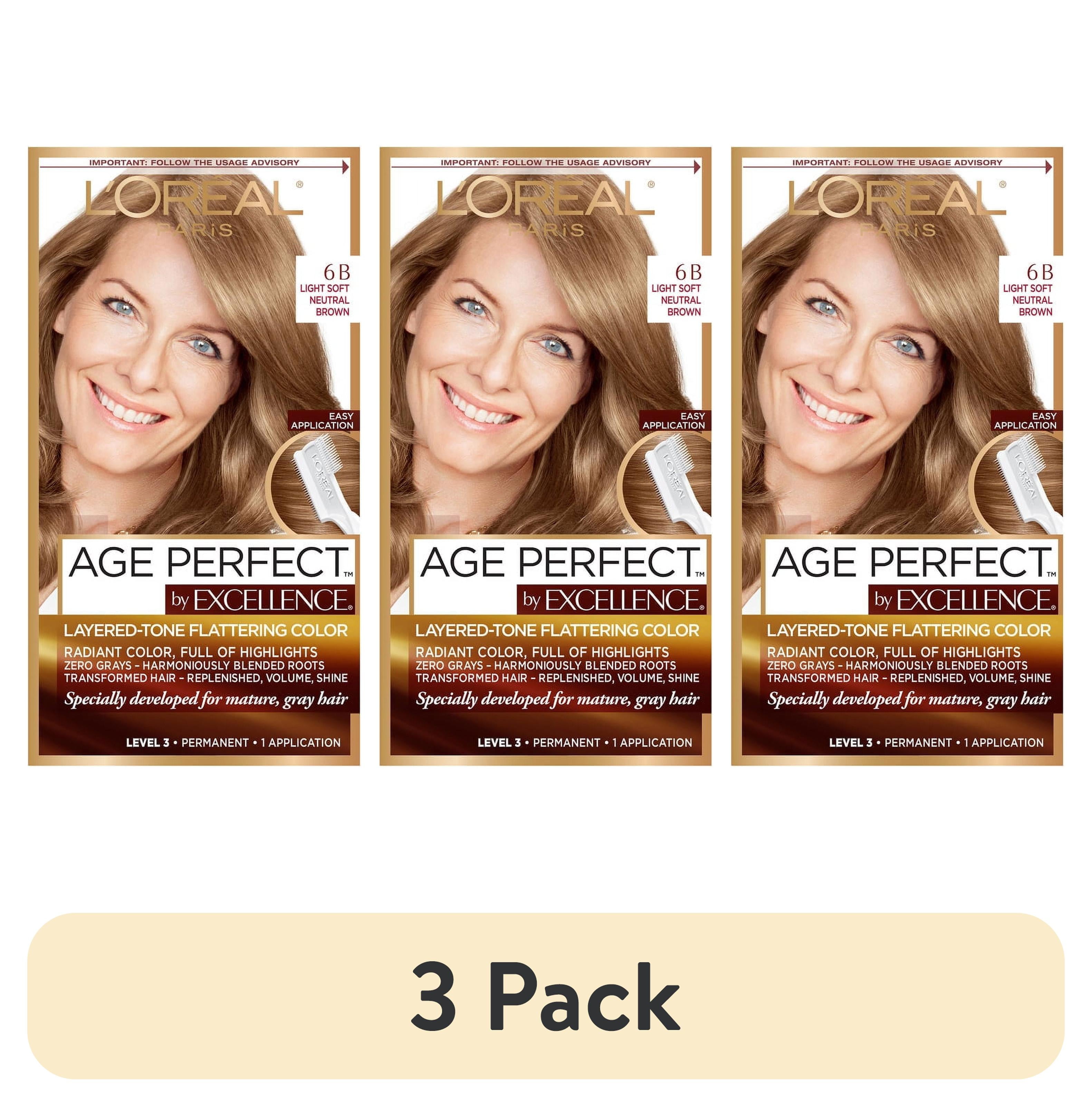 (3 pack) L'Oreal Paris Age Perfect Permanent Hair Color, 6B Light Soft ...