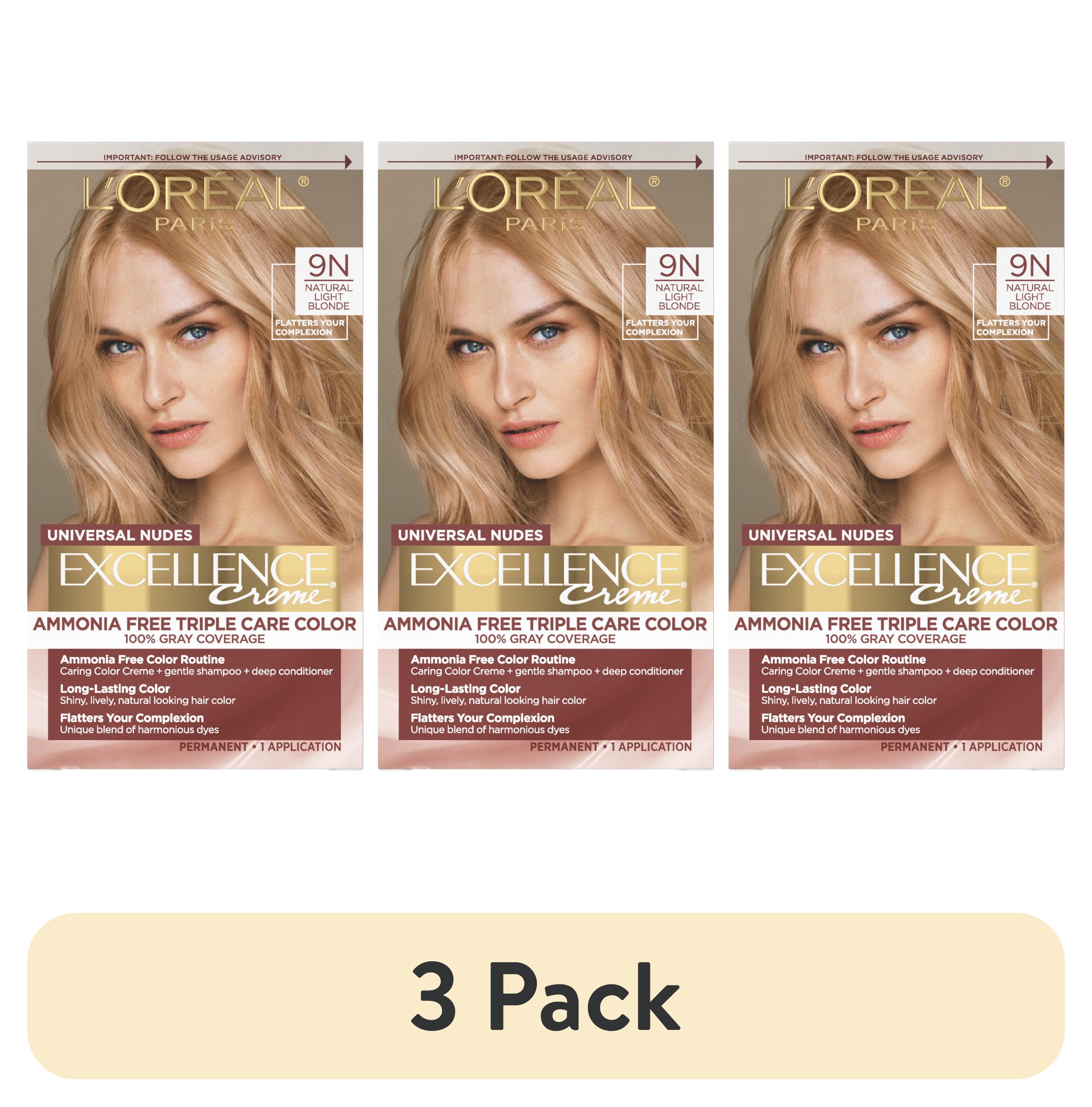 (3 pack) L'Oreal Paris Excellence Universal Nudes Permanent Hair Color ...