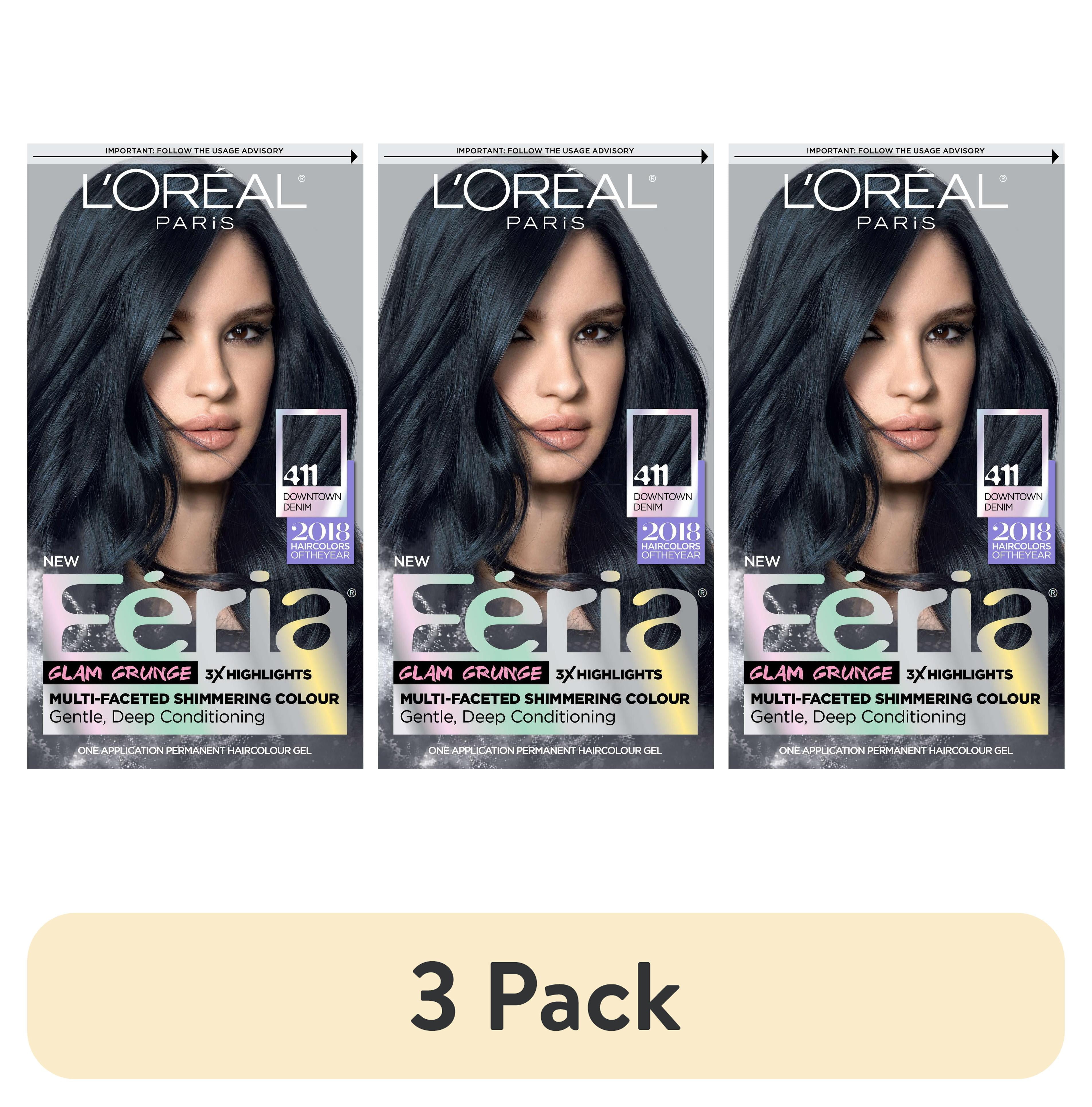 (3 pack) L'Oreal Paris Feria Shimmering Permanent Hair Color, Downtown ...