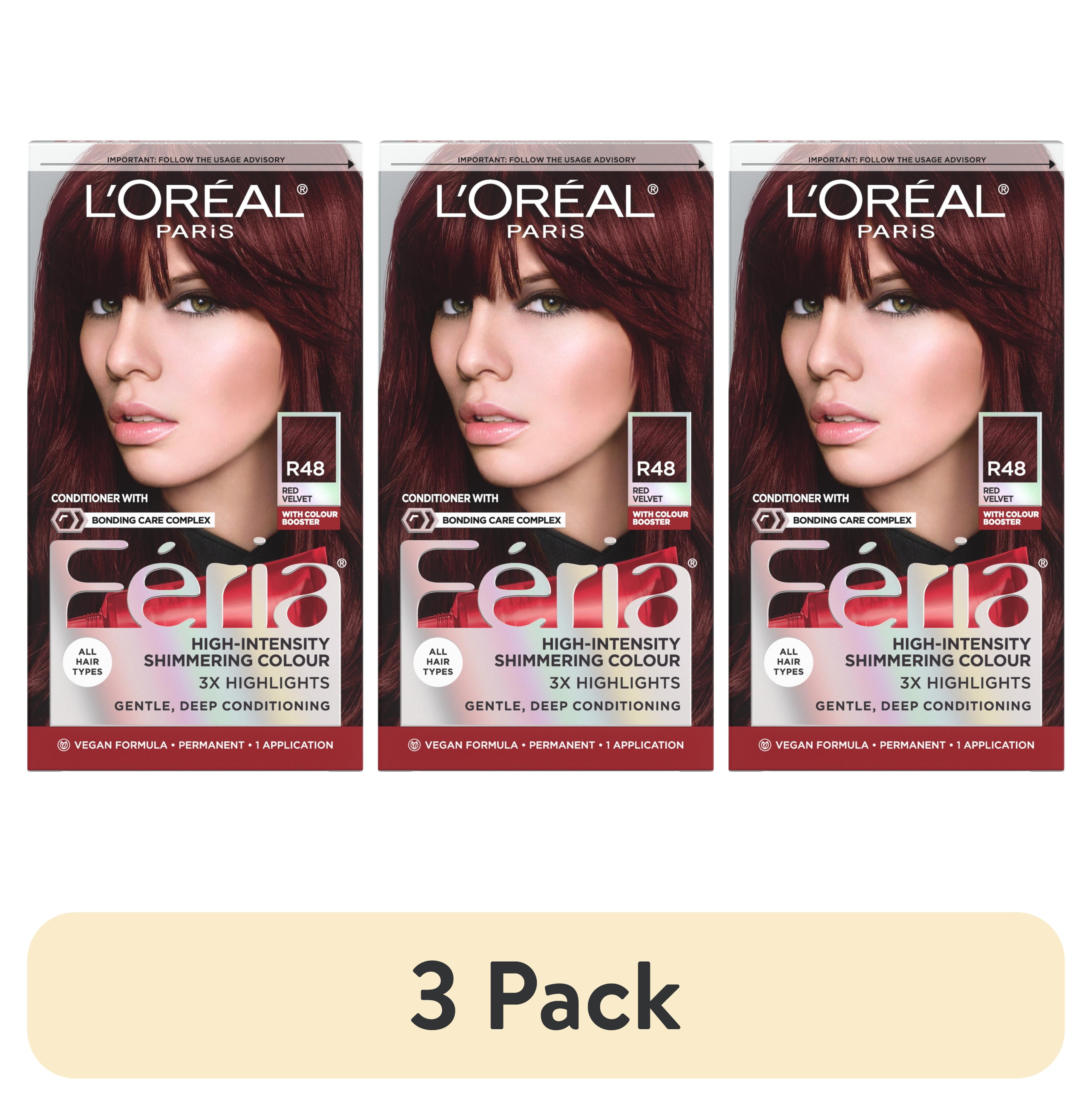(3 pack) L'Oreal Paris Feria Shimmering Permanent Hair Color, R48 Red ...
