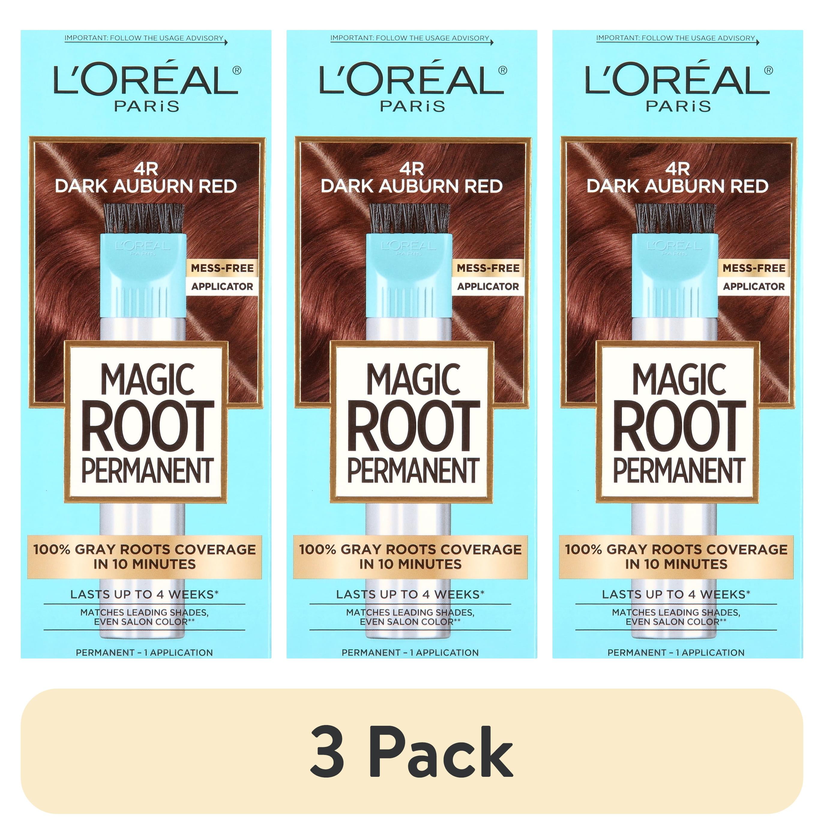 (3 pack) L'Oreal Paris Magic Root Rescue Permanent Hair Color, 4R Dark ...