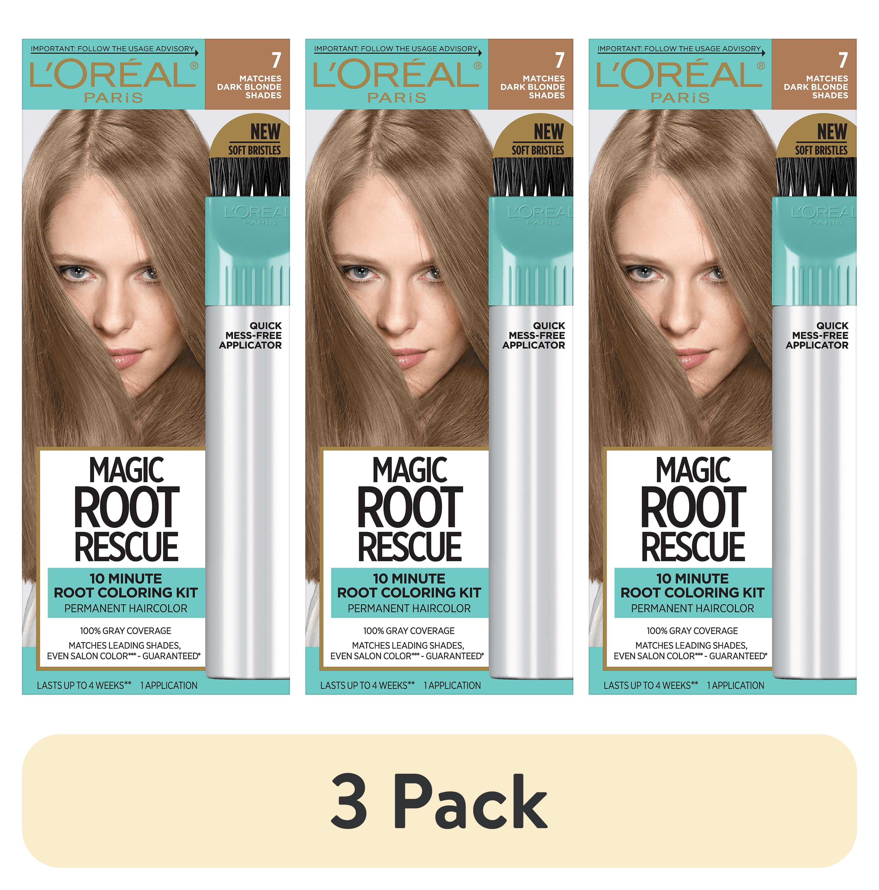 (3 pack) L'Oreal Paris Magic Root Rescue Permanent Hair Color, 7 Dark ...