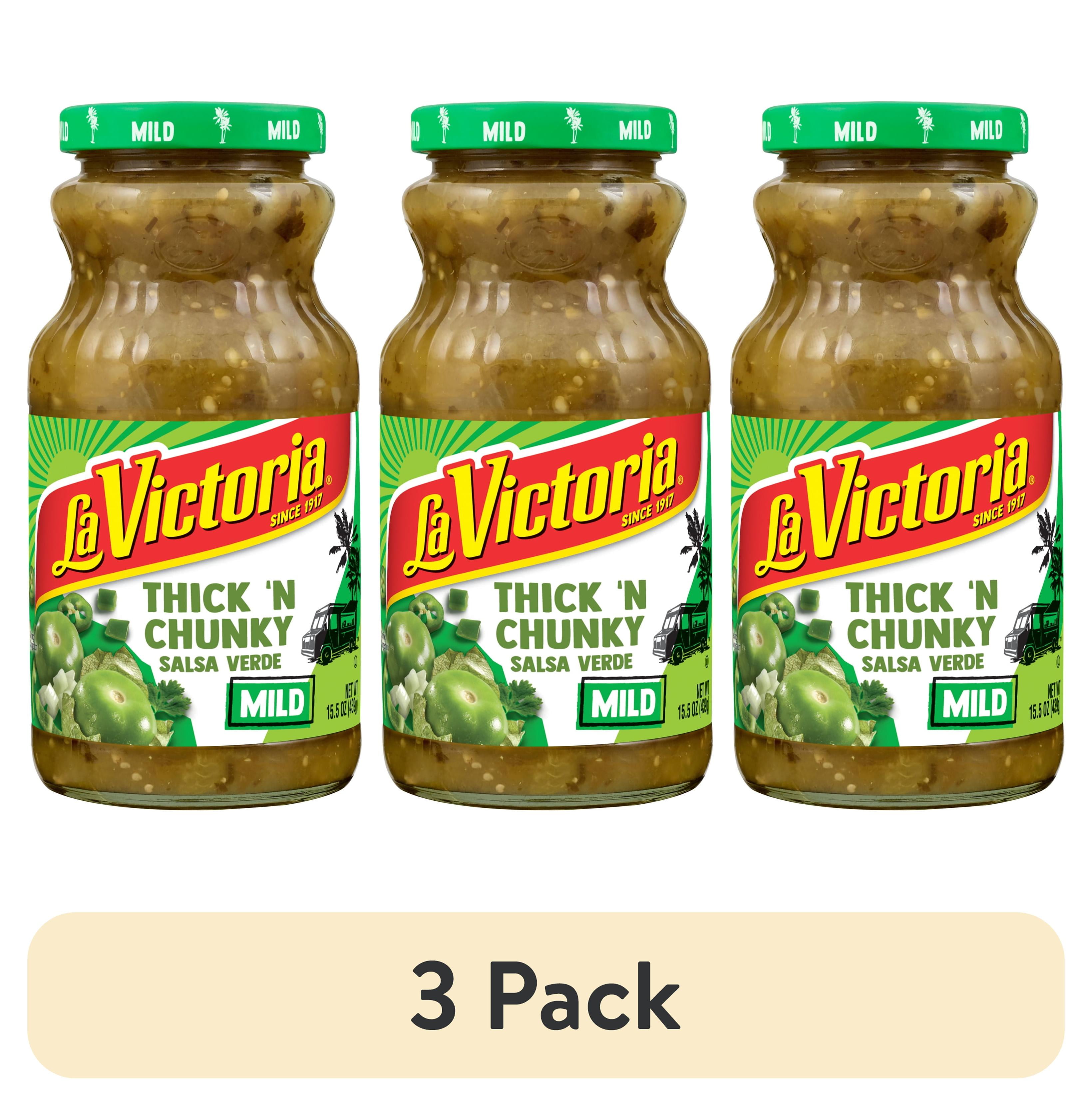 (3 pack) LA VICTORIA Thick 'N Chunky Salsa Verde, Mild, Shelf Stable ...